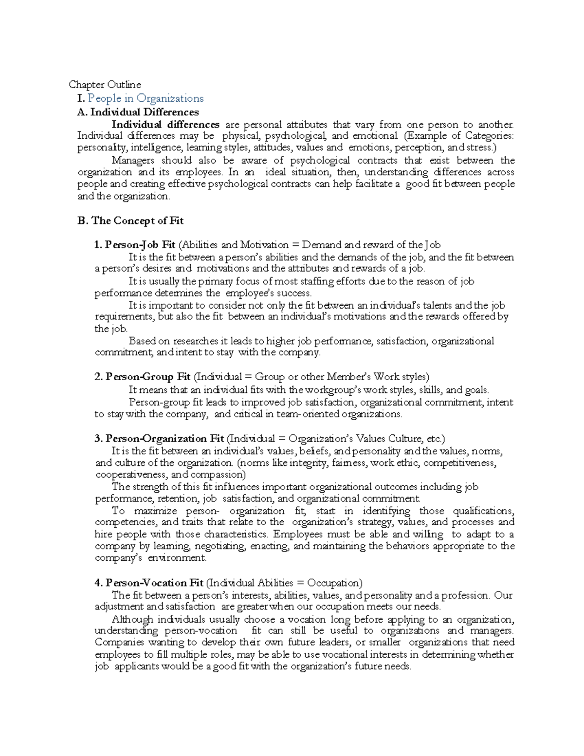 BME 12 CH3 Narrative of Discussion - Chapter Outline I. People in ...