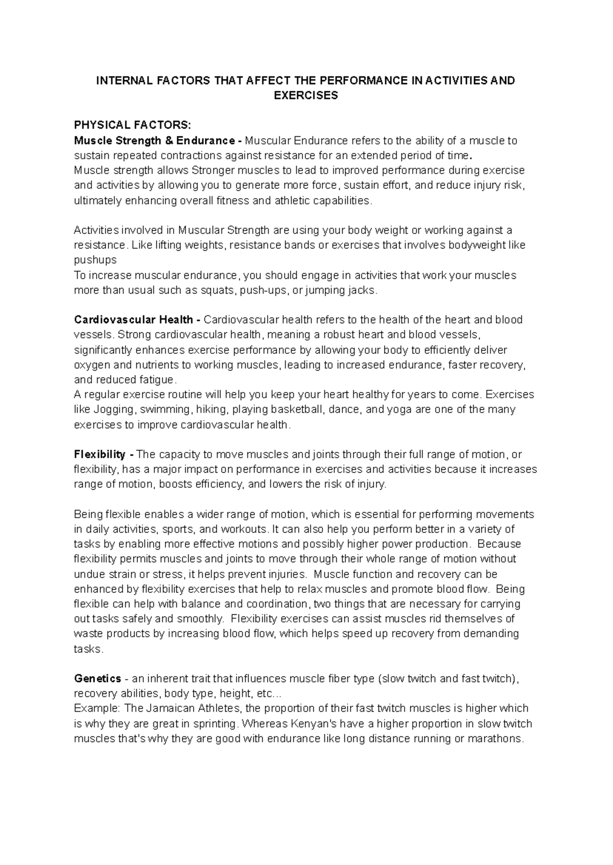 Internal- Factors - INTERNAL FACTORS THAT AFFECT THE PERFORMANCE IN ...