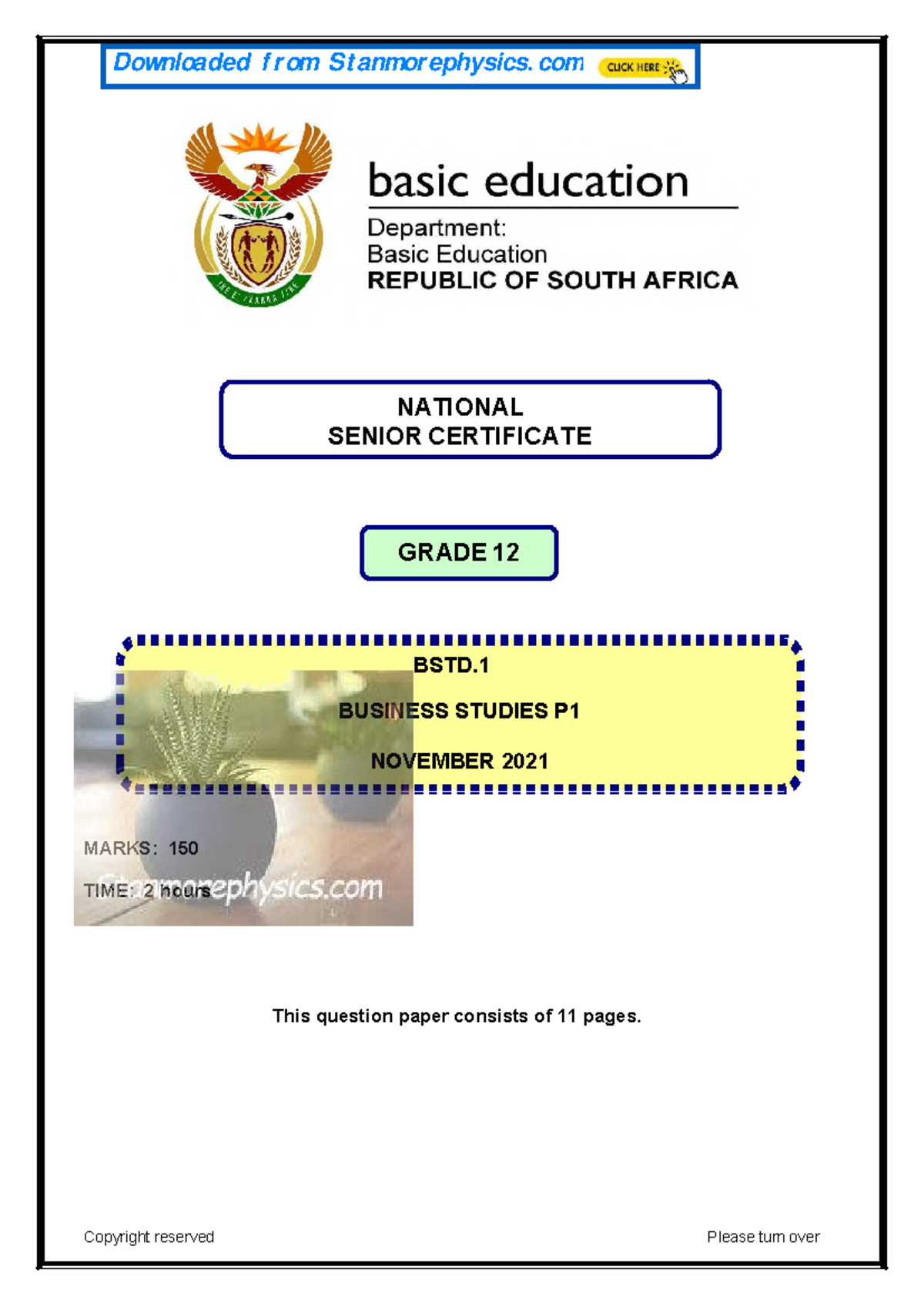 Business Studies Grade 12 NSC Final Exam NOV 2021 Paper 1 & Memo - Studocu