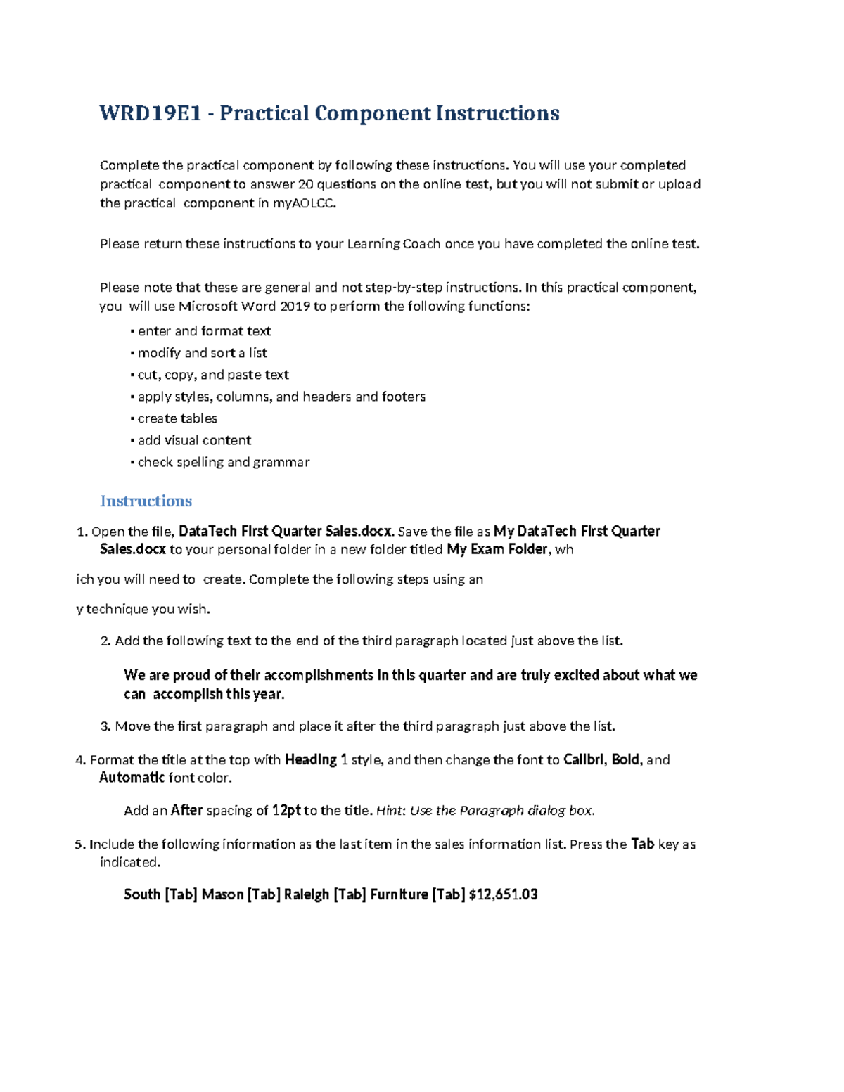 WRD19E1 - Practical Component Instructions for DataTech Project - Studocu