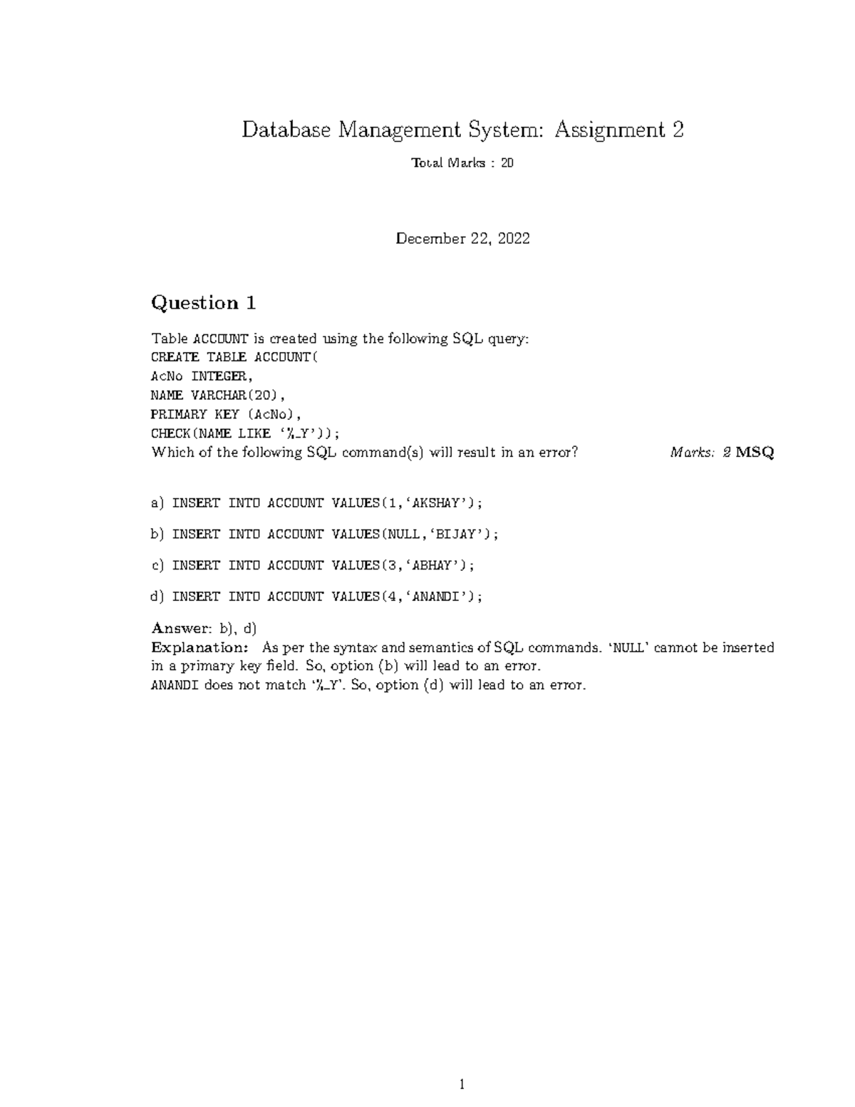 Dbms Solution 2 Database Management System Solutions Database Management System Assignment