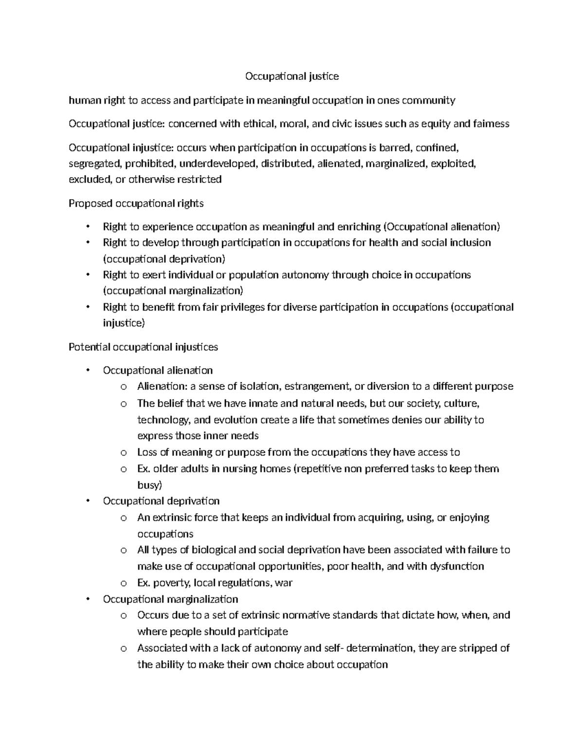 Occupational Justice: Rights, Effects, and Interventions in Health ...