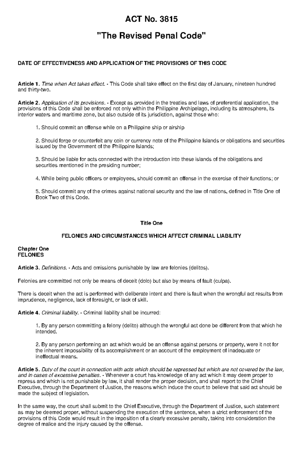 RPC 3815 Book 1: Complete Overview of The Revised Penal Code - Studocu