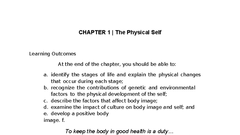 Understanding the Physical Self: Stages of Growth and Development ...