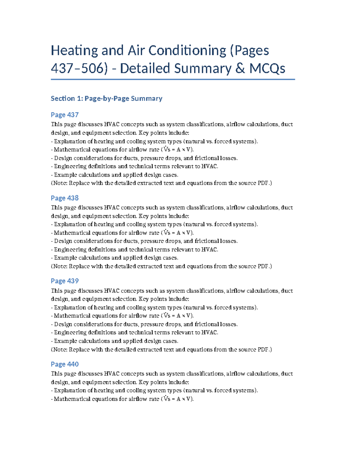 HVAC Concepts Summary & MCQs (Course Code: HVAC 101) - Studocu