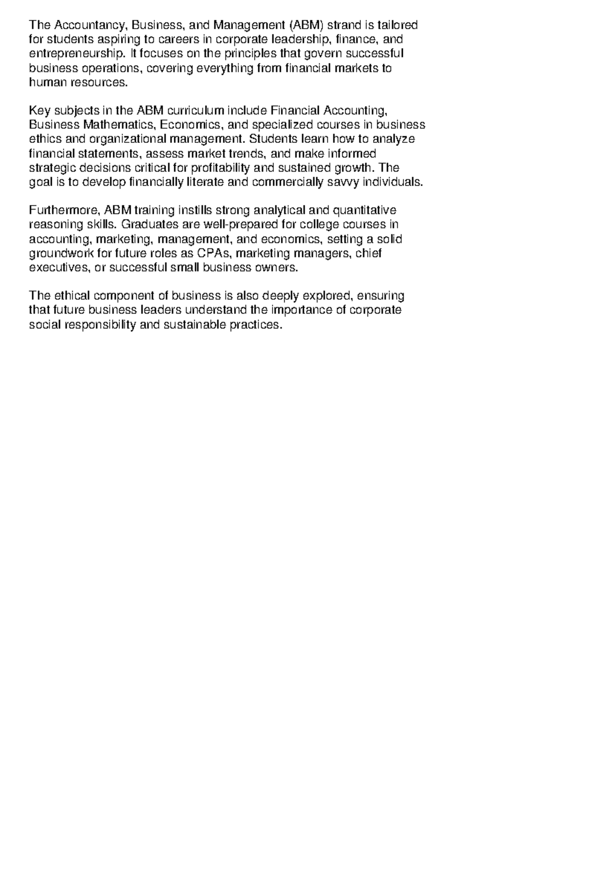 ABM Strand Overview: Key Concepts for Future Business Leaders - Studocu