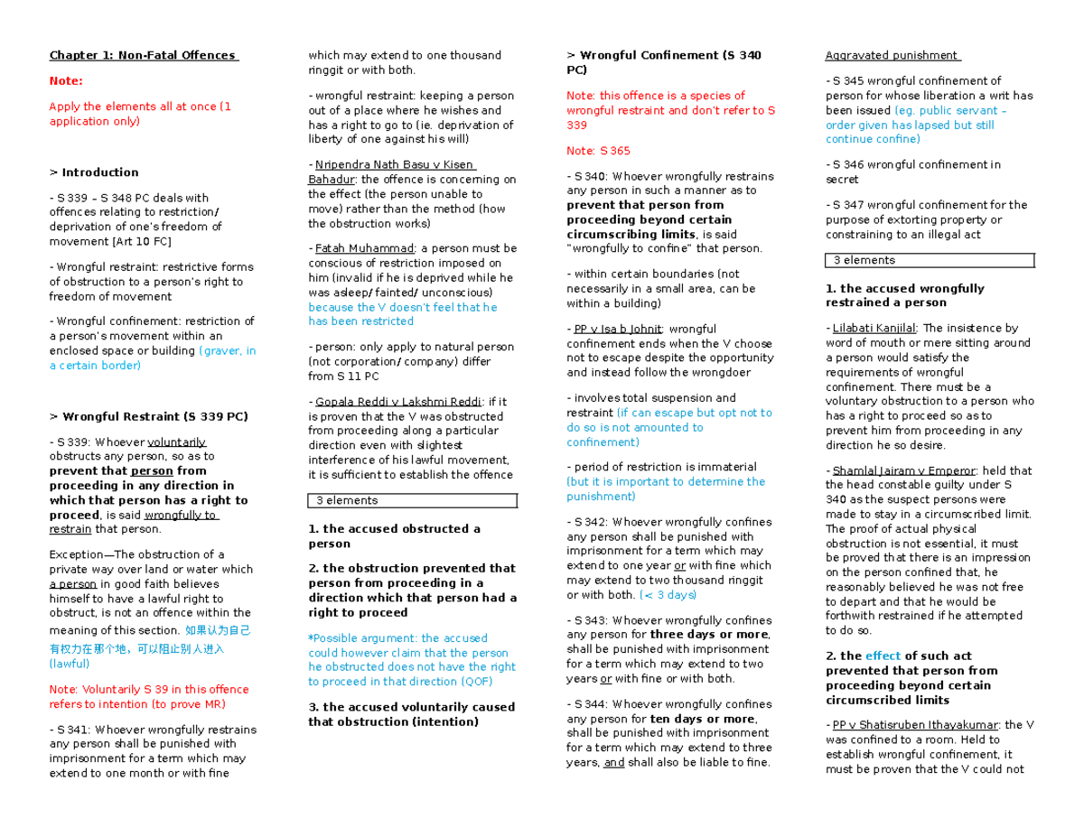 Chapter 1: Offences Overview - Criminal Law 2 Notes - Studocu