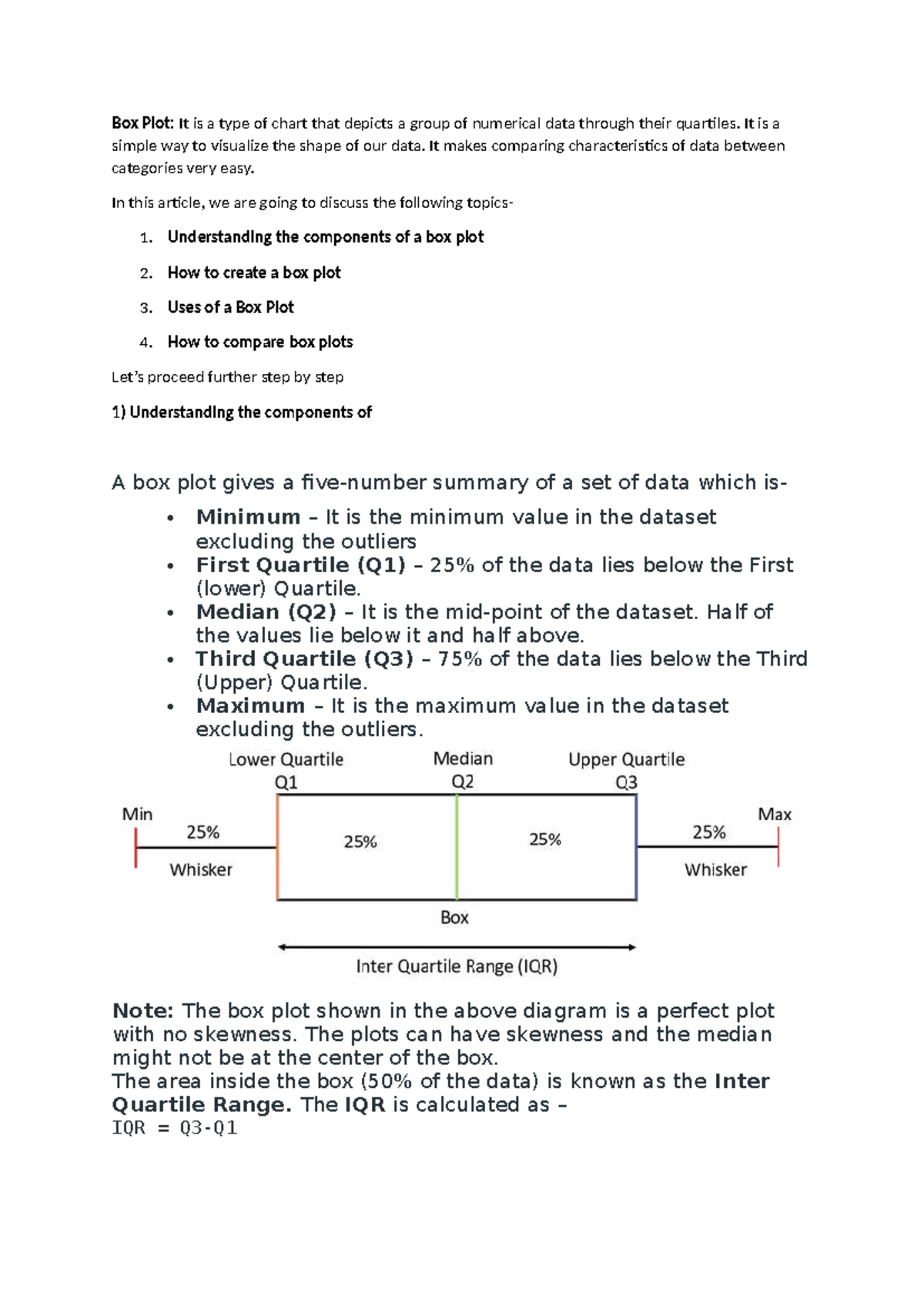 Box Plot Analysis: Understanding Quartiles and Data Visualization - Studocu