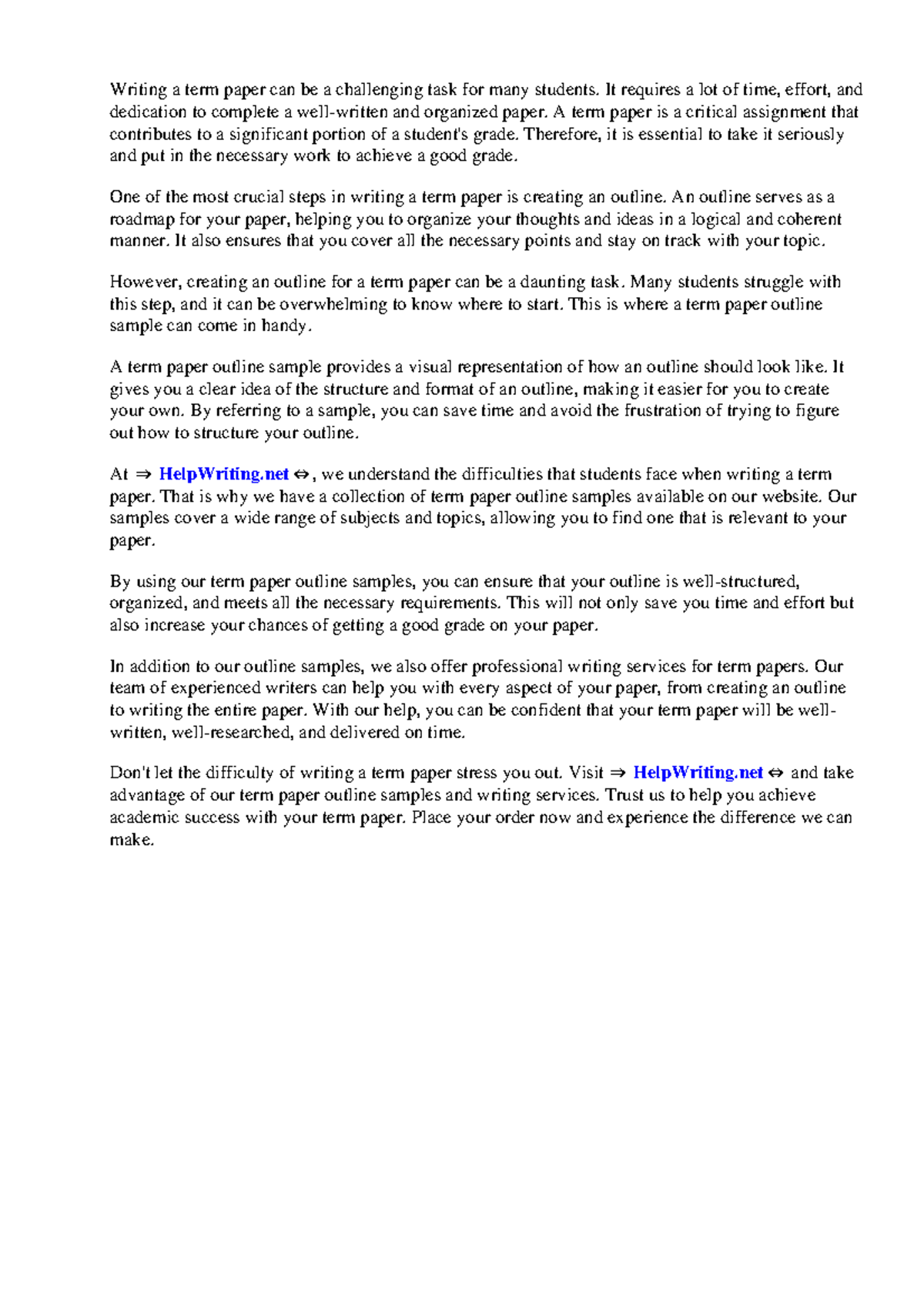 Term Paper Outline Sample - Tips for Structuring Your Academic Paper ...