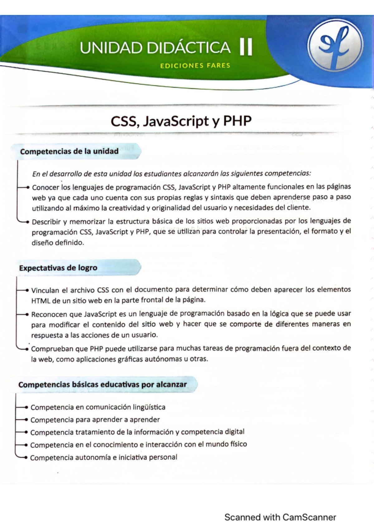 Unidad II - Aprendizajes de CSS, JavaScript y PHP en Diseño Web - Studocu