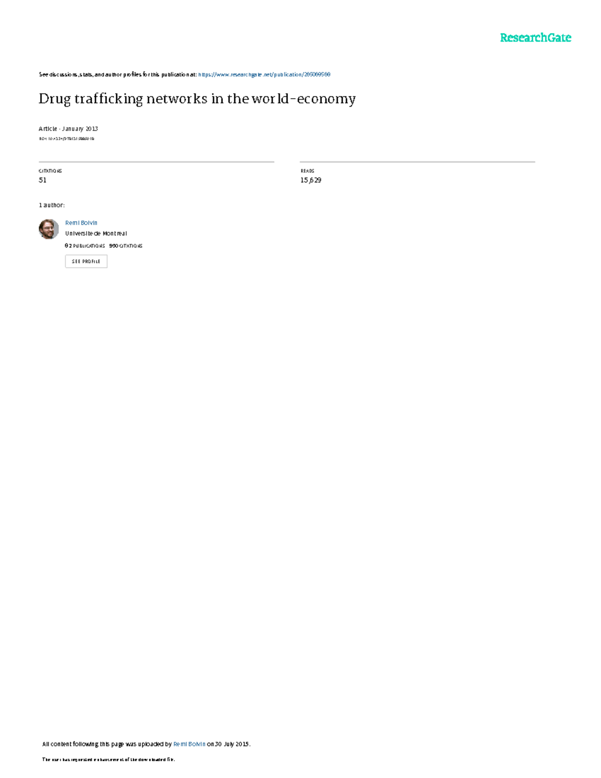 Drug Trafficking Networks in the World-Economy: A Comprehensive ...