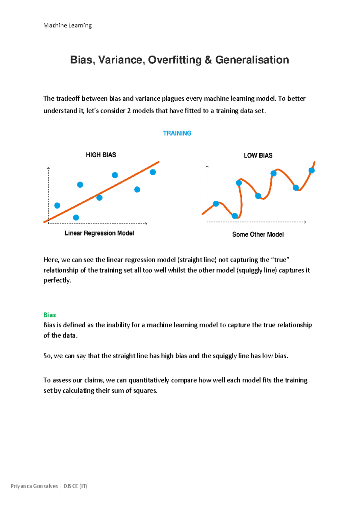 Chp1: Bias, Variance, Overfitting & Generalisation in ML (DJSCE IT ...