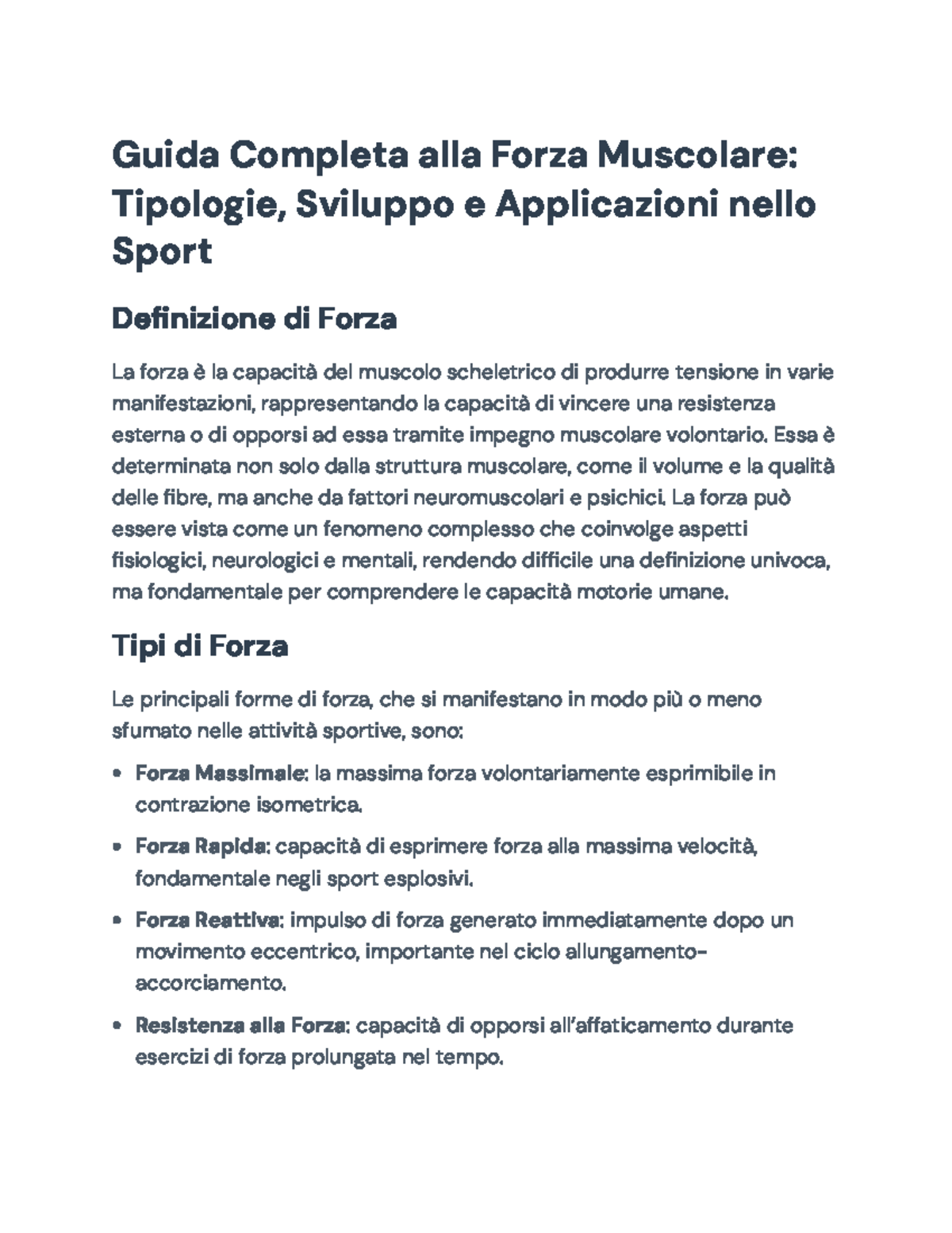 Guida Completa alla Forza Muscolare: Tipi e Metodi di Sviluppo - Studocu