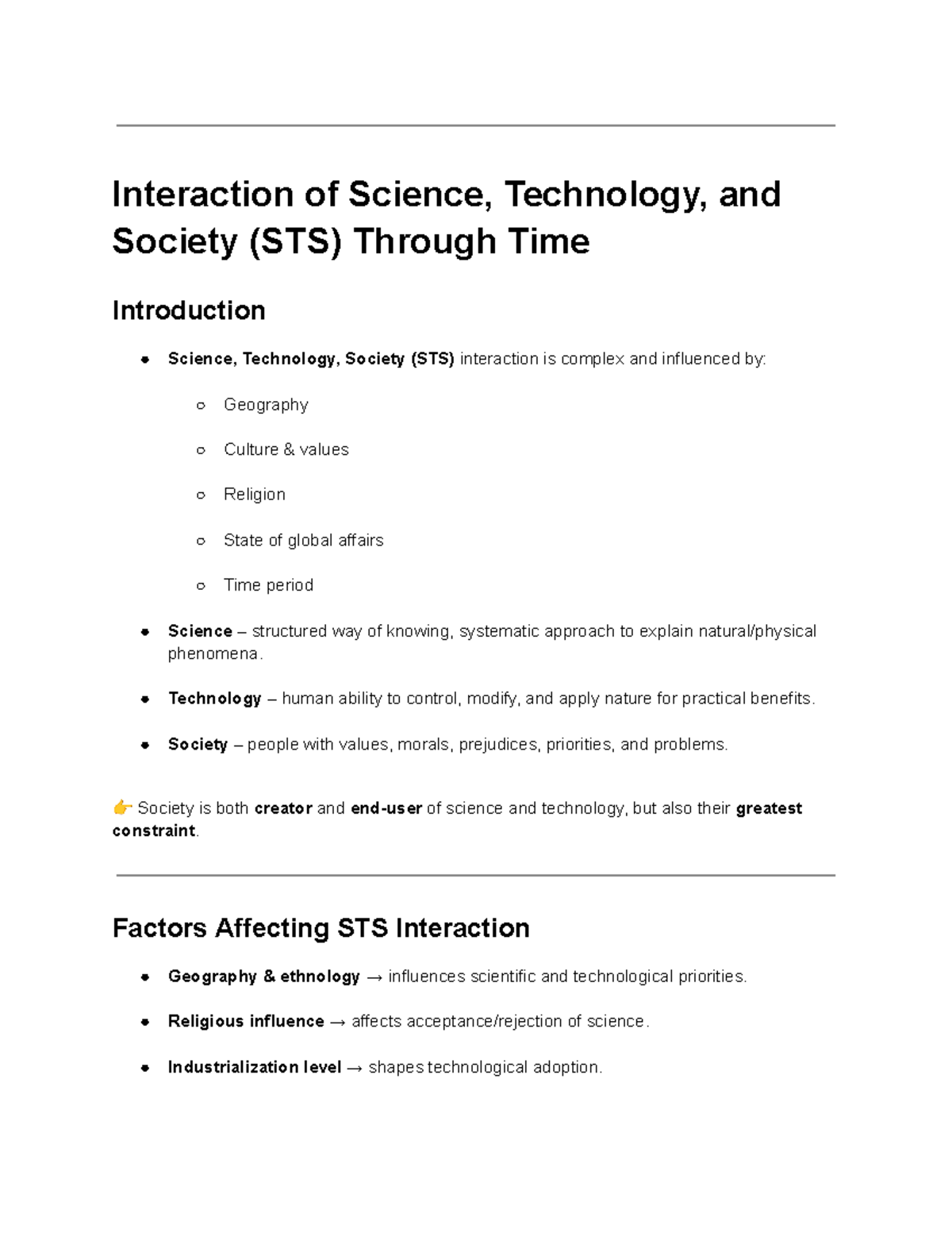 STS Notes - Chapter 1: Interaction of Science, Technology, and Society ...