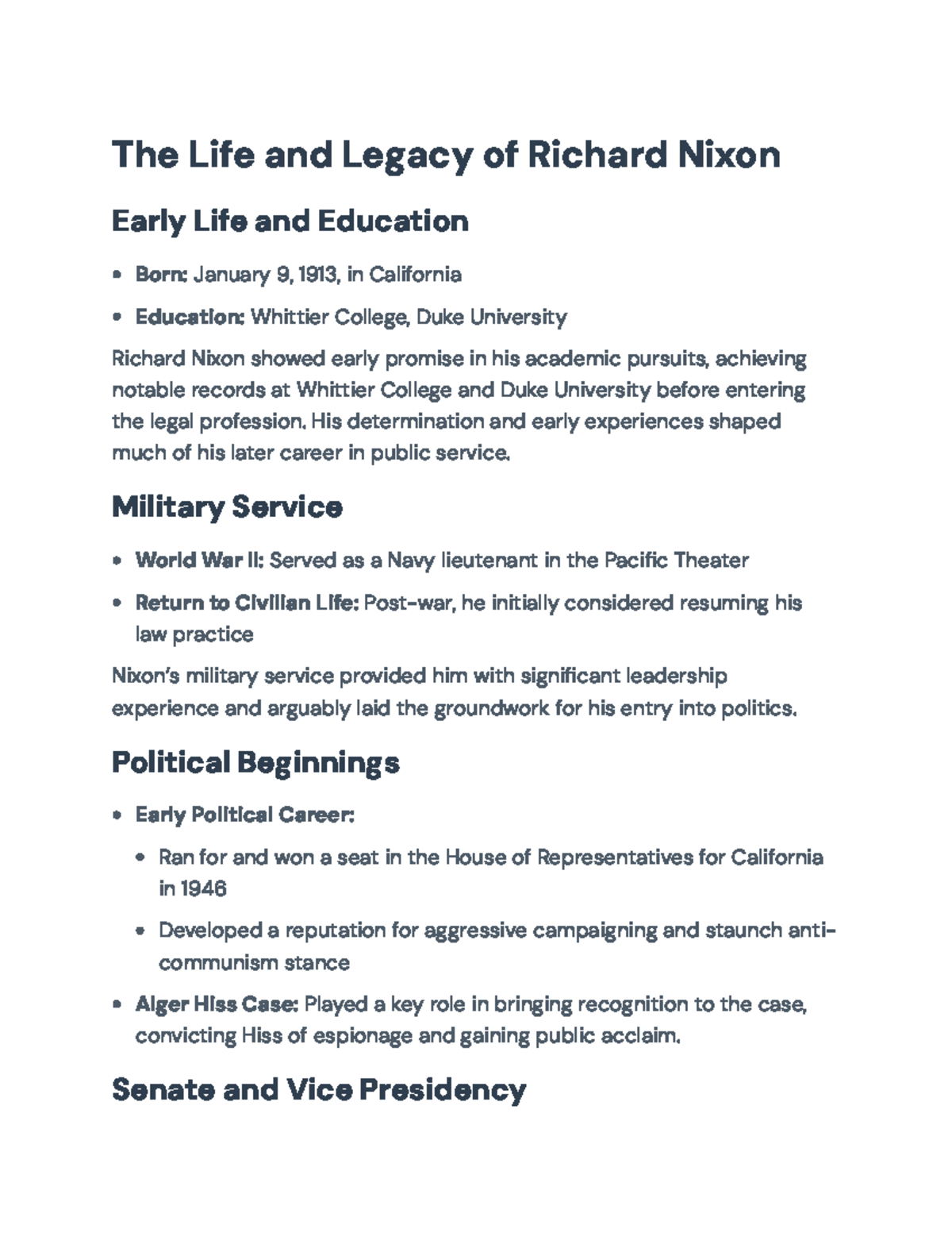 The Life and Legacy of Richard Nixon: A Historical Overview - The Life ...