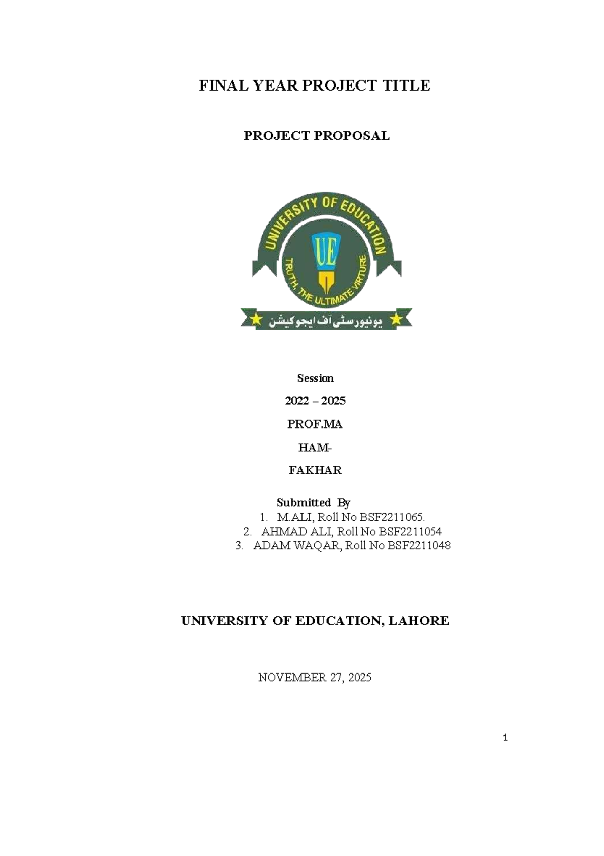 FYP Proposal: Online Food Ordering System (BSF2211) - Studocu