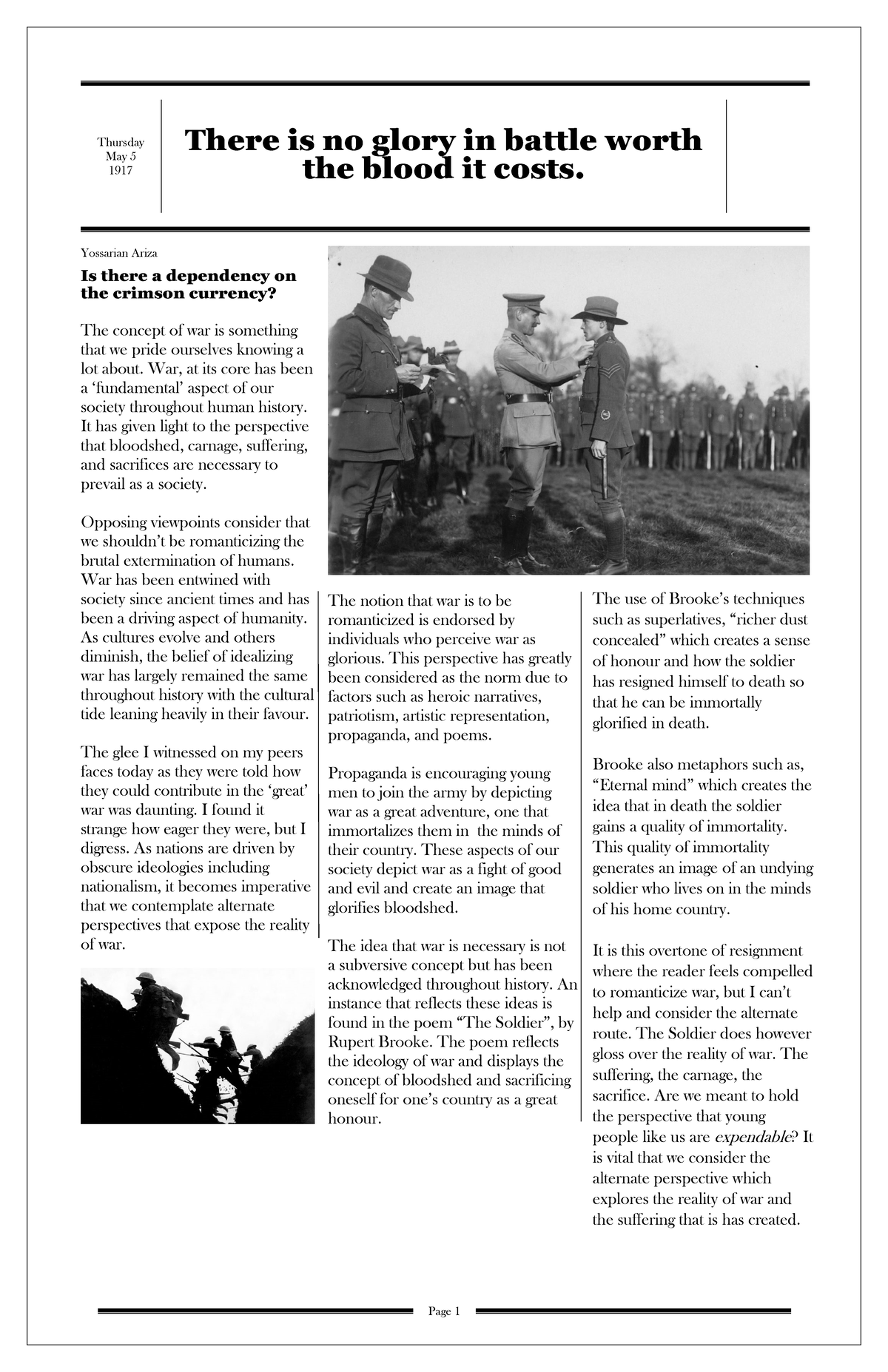 Exploring the Illusion of Glory in War: A Critical Analysis - Studocu