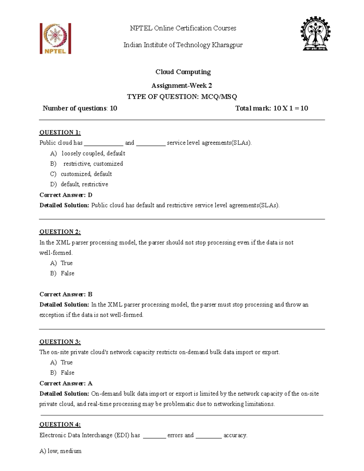 Assignment week 2 solution - NPTEL Online Certification Courses Indian ...