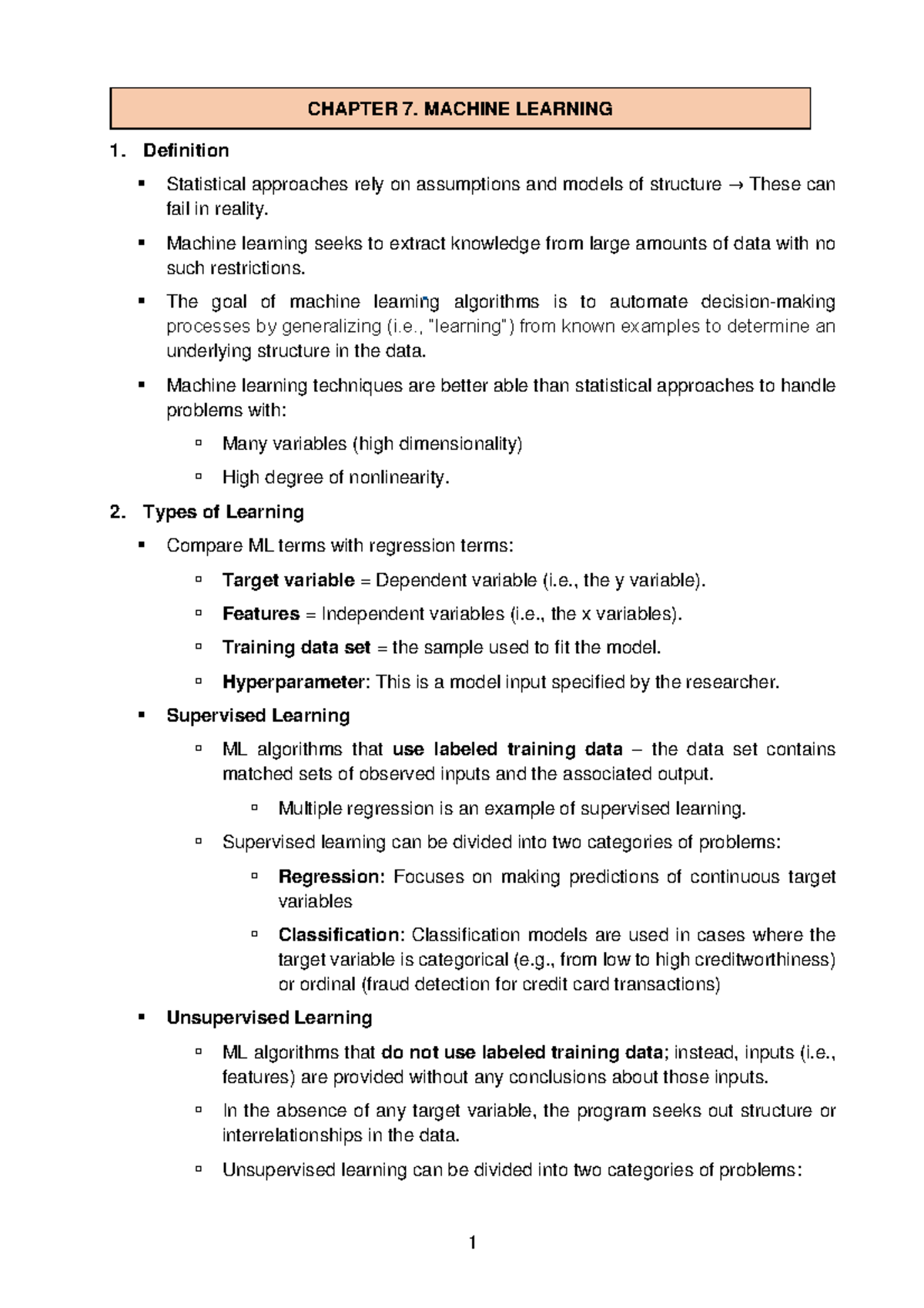 CH07-08: Machine Learning & Big Data Overview and Key Concepts - Studocu