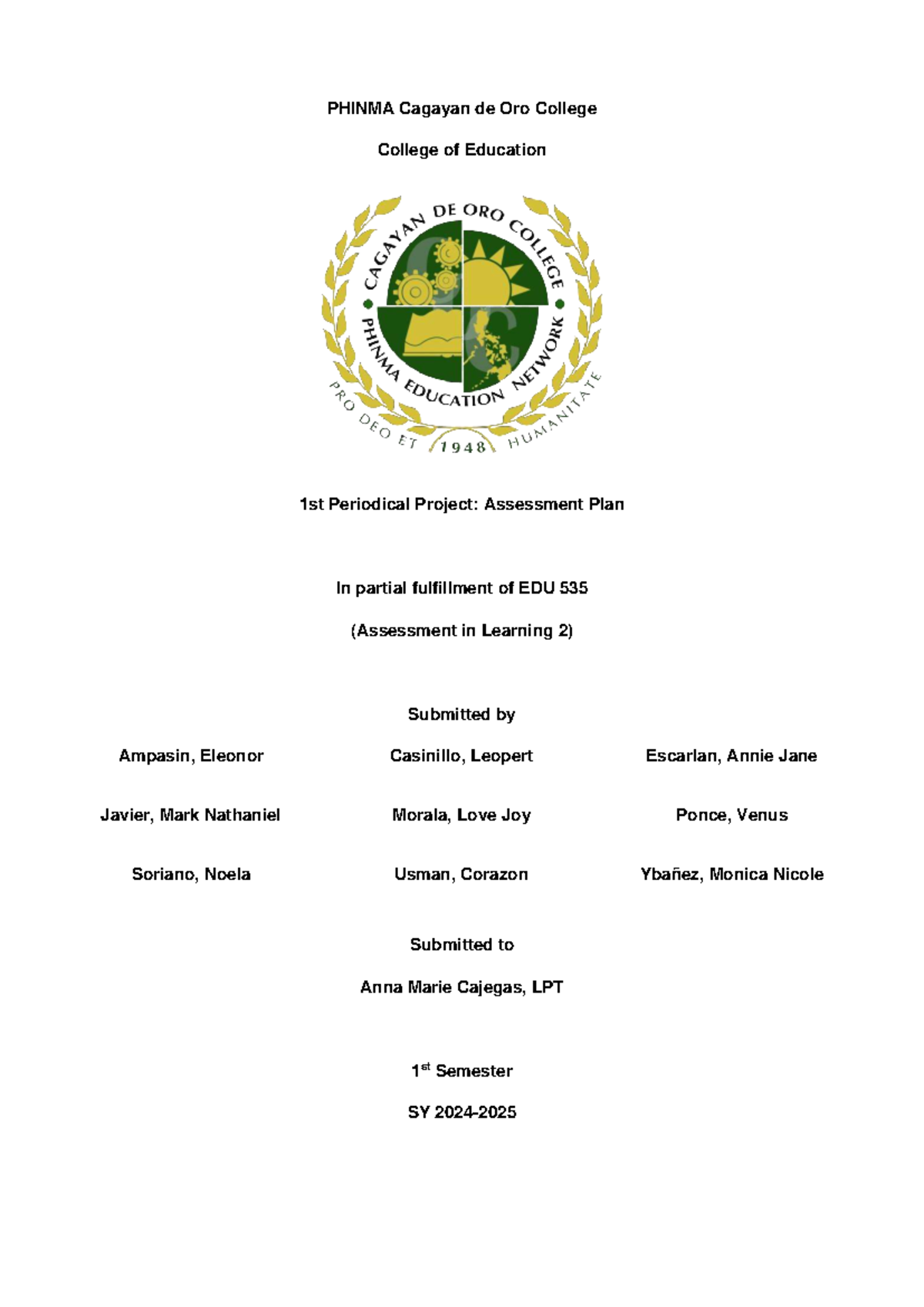 EDU 535 - 1st Periodical Project: Assessment Plan on Figurative ...
