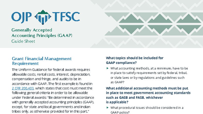 GAAP Compliance Guide Sheet for Grant Financial Management 508 - Studocu