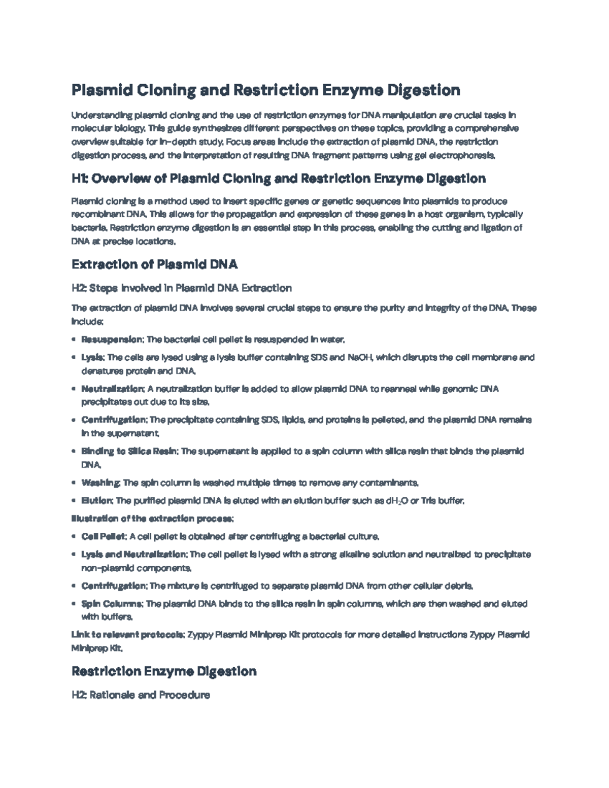 Plasmid Cloning and Restriction Enzyme Digestion Overview - Plasmid Cloning and Restriction ...