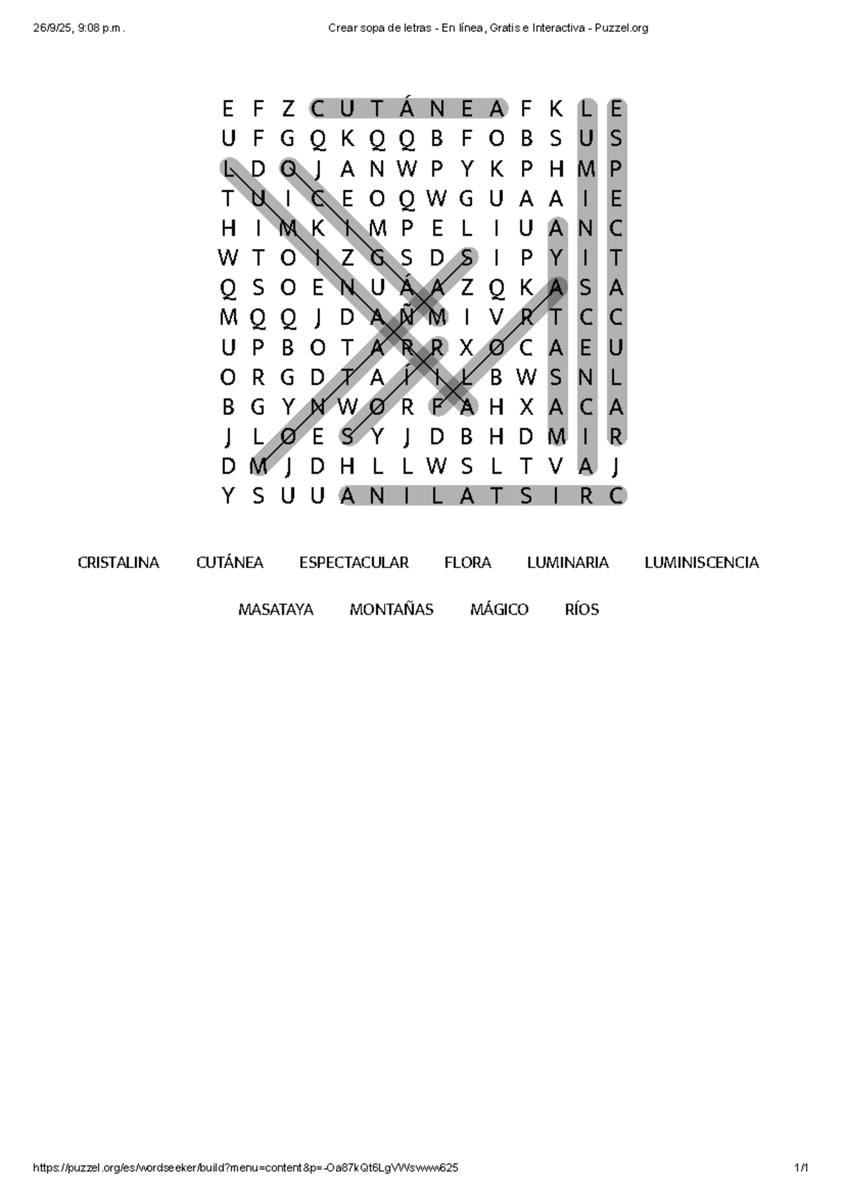 Crear sopa de letras en línea - Puzzel.org Interactiva - Studocu