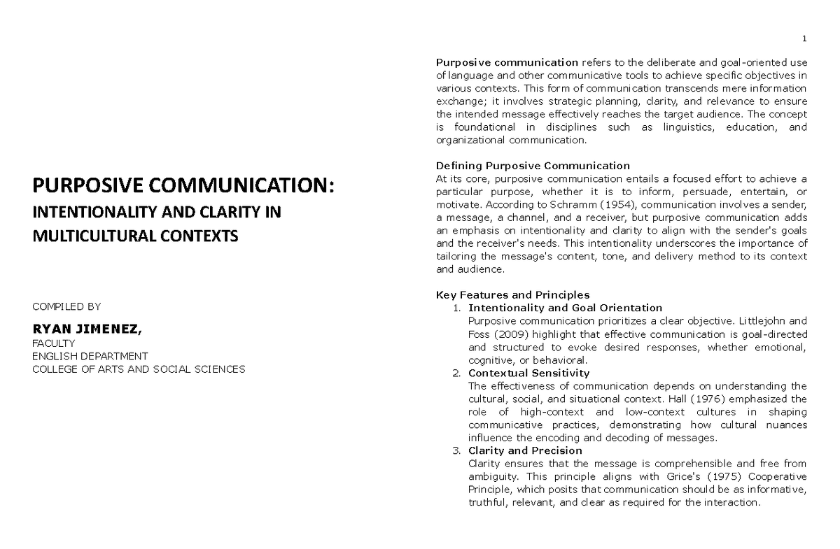 Purcomm Study Notes Short QUIZ - PURPOSIVE COMMUNICATION ...
