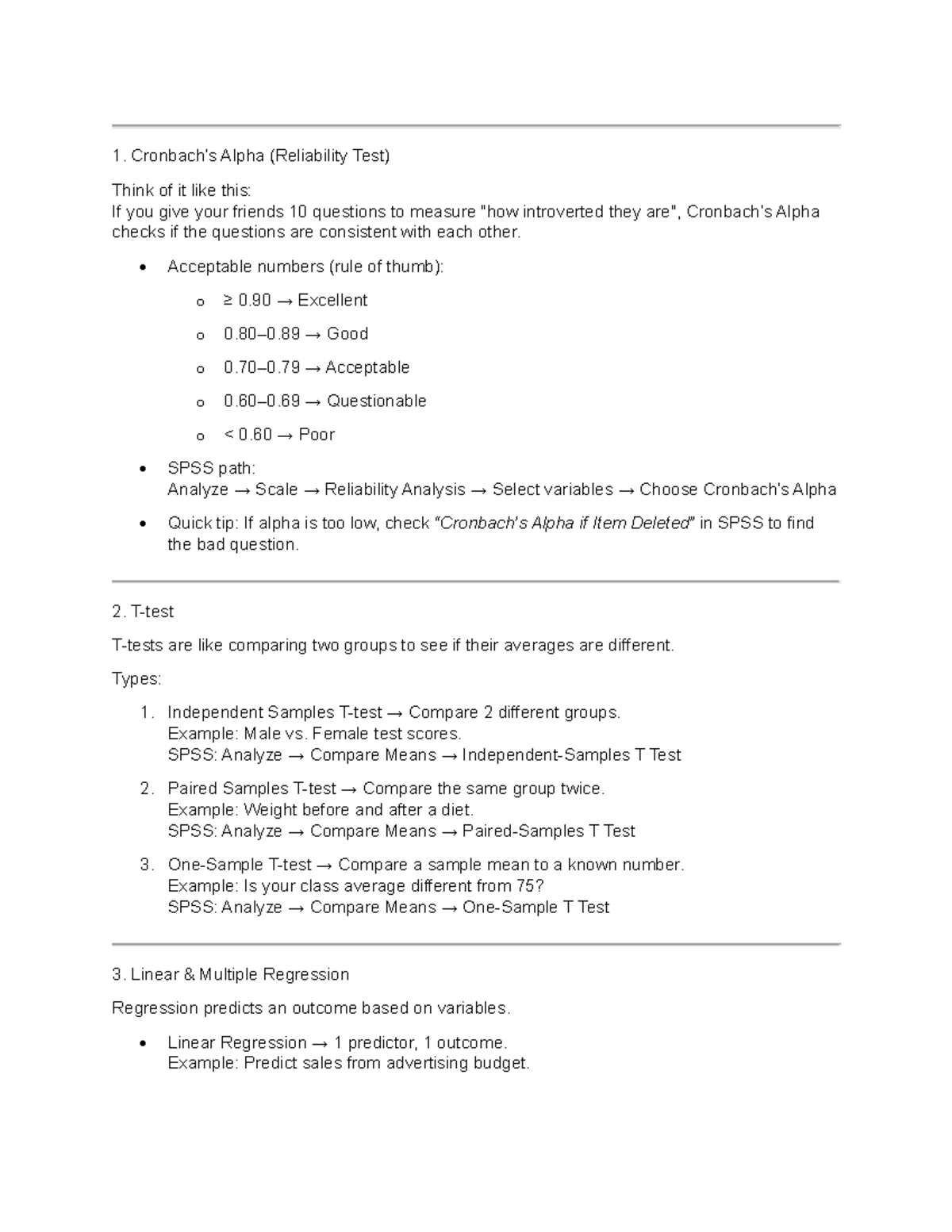 Final Exam Review: Statistical Analysis with SPSS (STAT 101) - Studocu