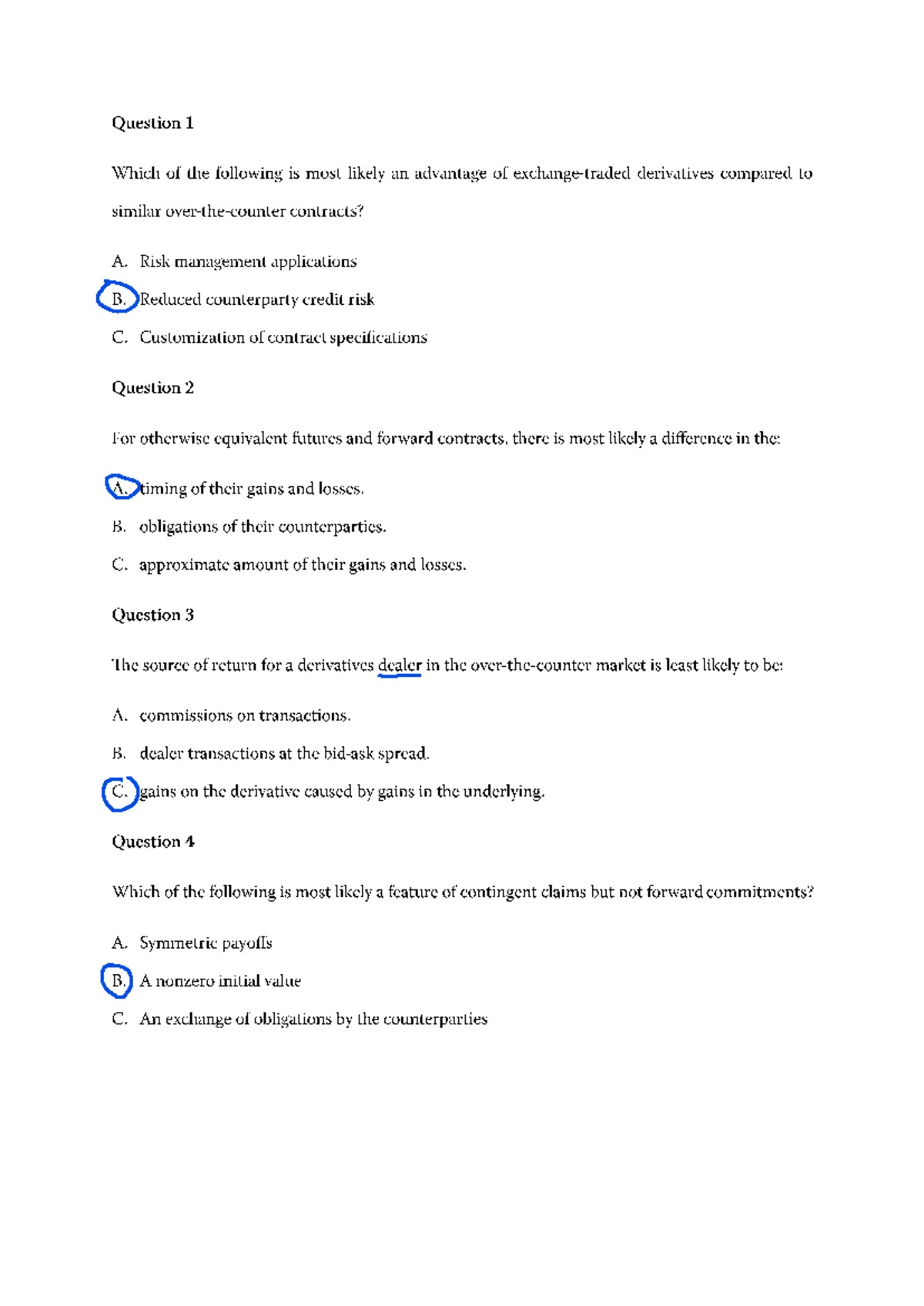 Practice Questions for Derivatives (FIN 301) - Studocu
