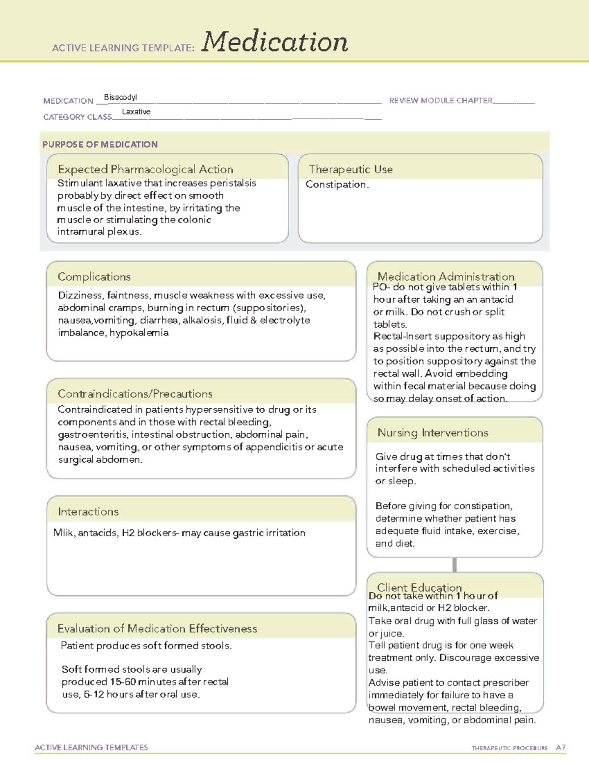 ATI Medication Template Repaglinide - / - Studocu