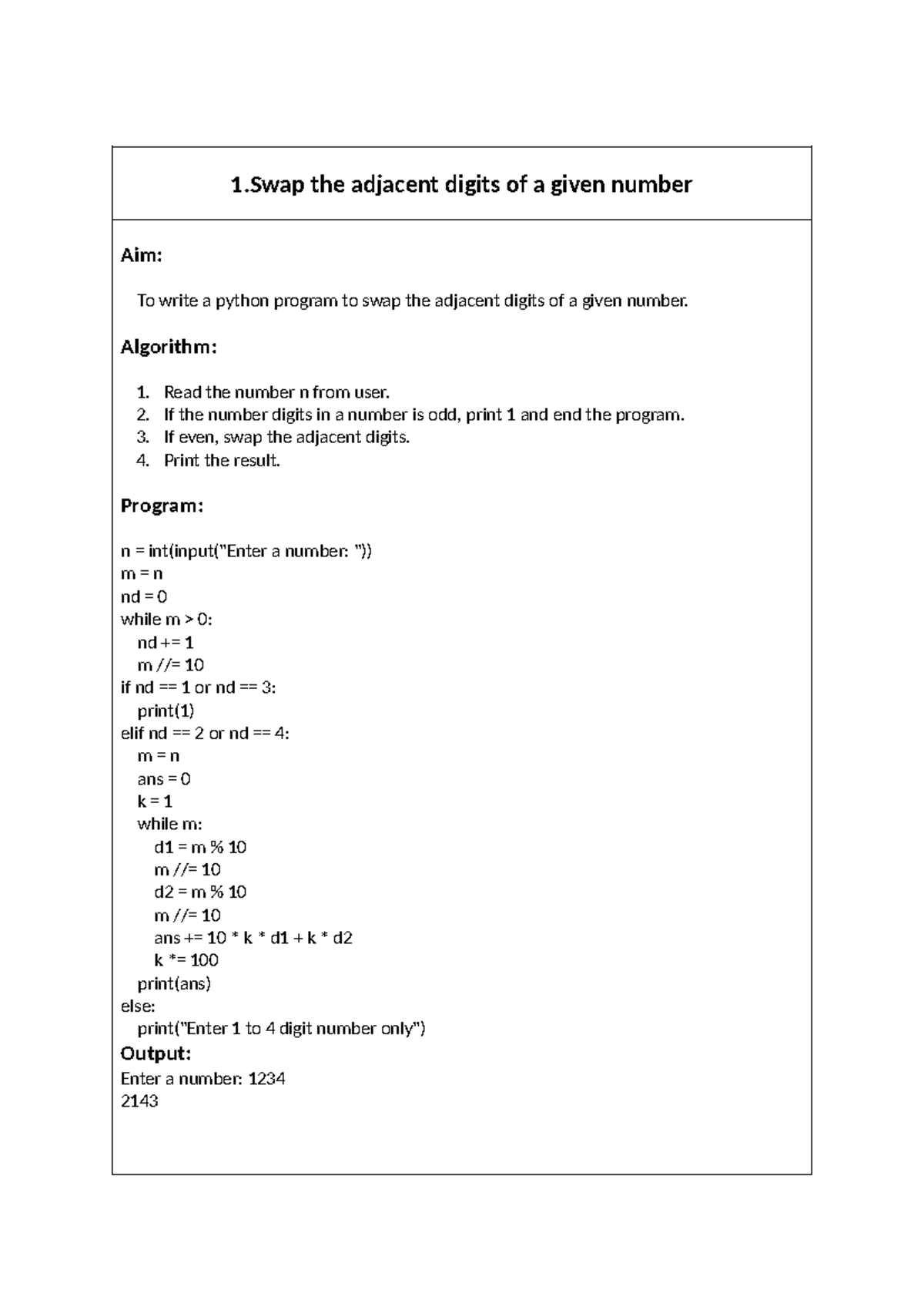 Python Lab Manual CSE - Lab Exercises on Various Programs - Studocu