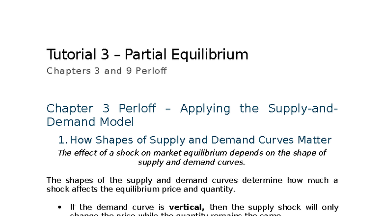 Tutorial 3: Partial Equilibrium Analysis of Supply and Demand Curves ...