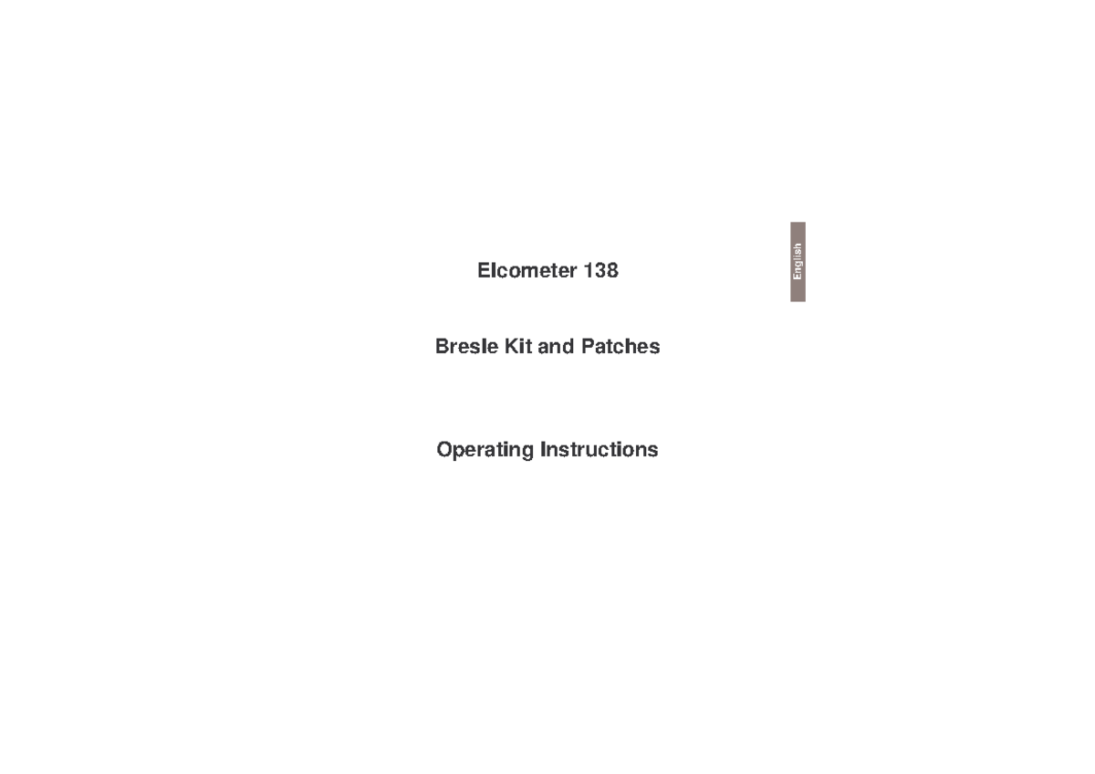 Elcometer 138 Bresle Kit & Patches Operating Manual - Studocu