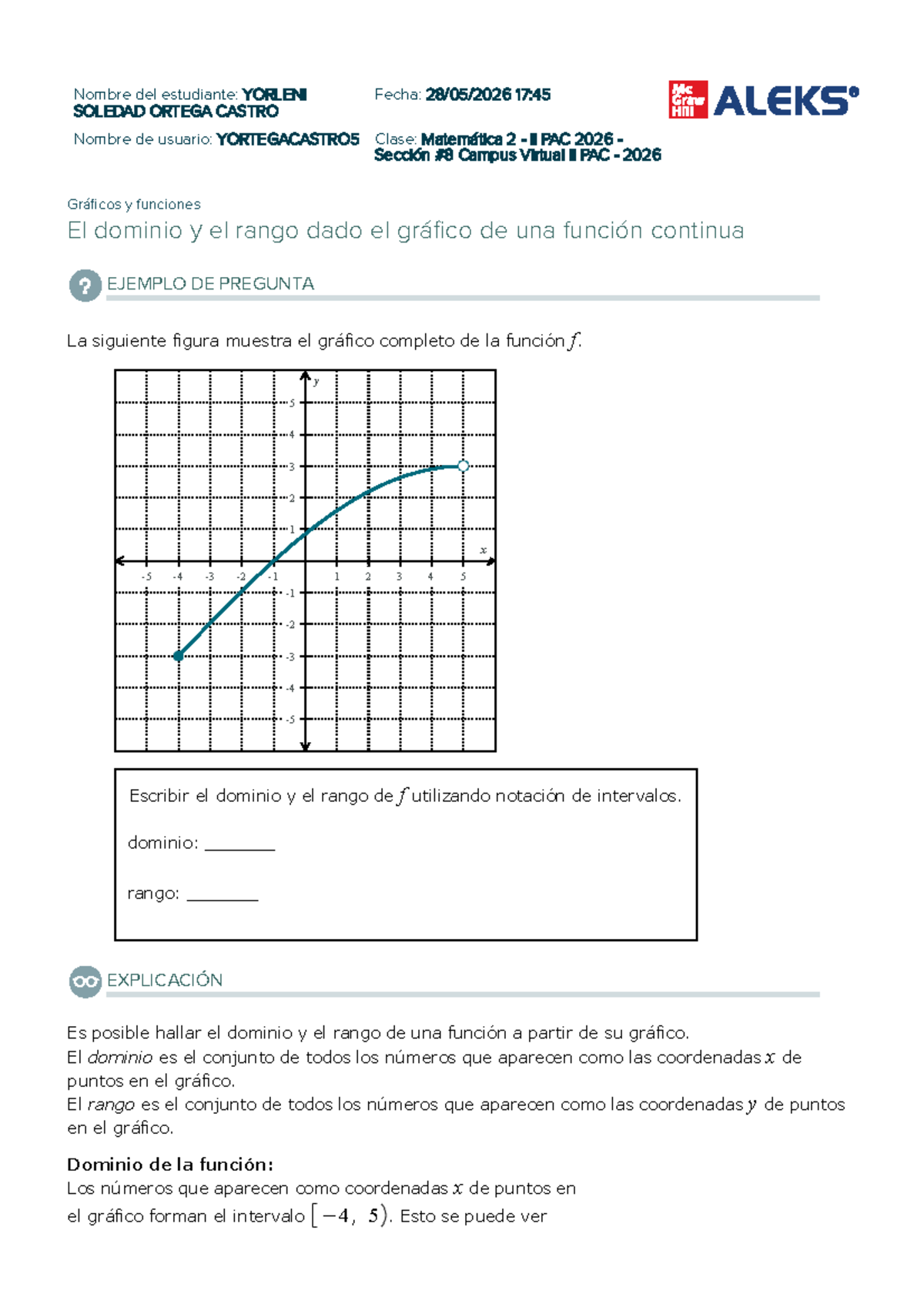 Matemática 2 II PAC 2026: Dominio y Rango de Funciones - Studocu