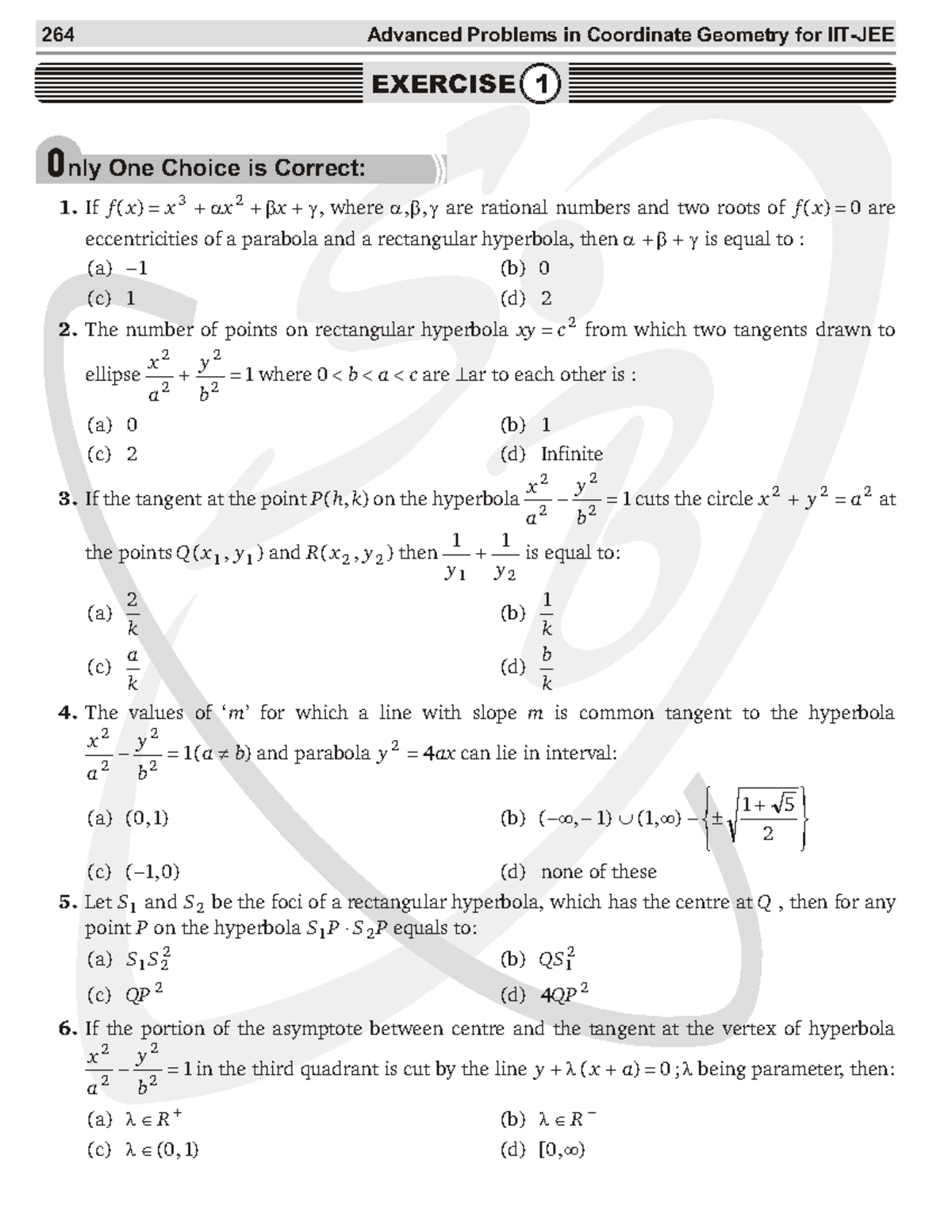 264 Advanced Problems in Coordinate Geometry: Exercise 1 Solutions ...
