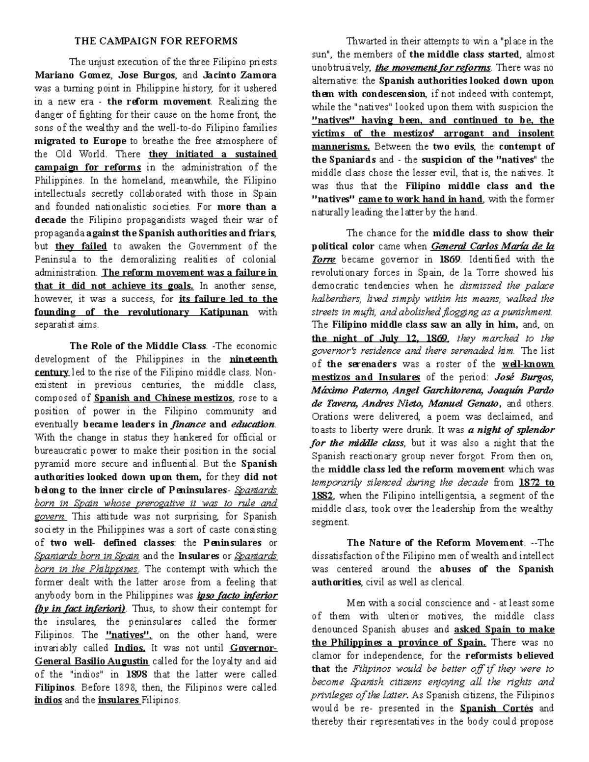 Reform Movement in the Philippines: The Campaign for Change - Studocu