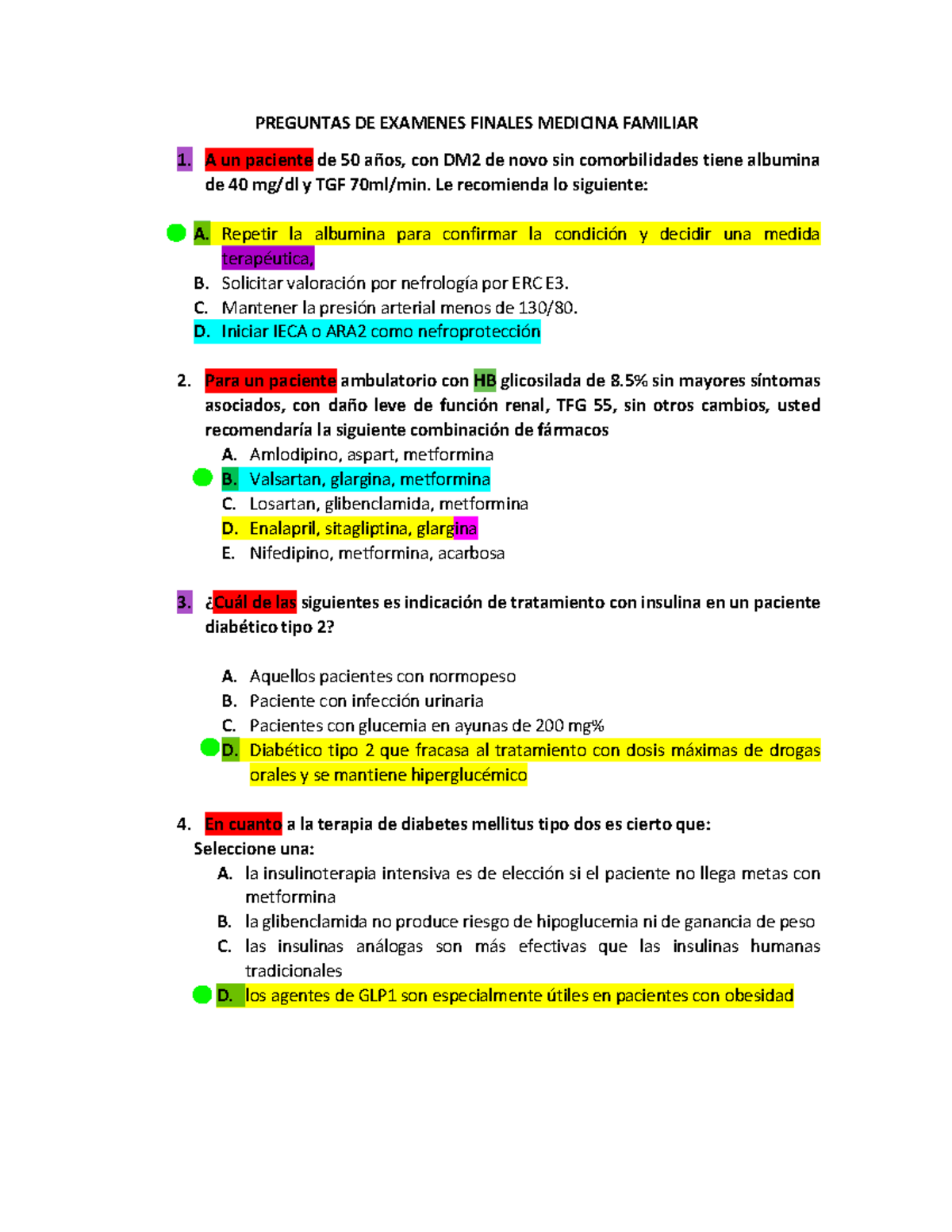 Exámenes Finales Medicina Familiar: Preguntas y Respuestas Clave - Studocu