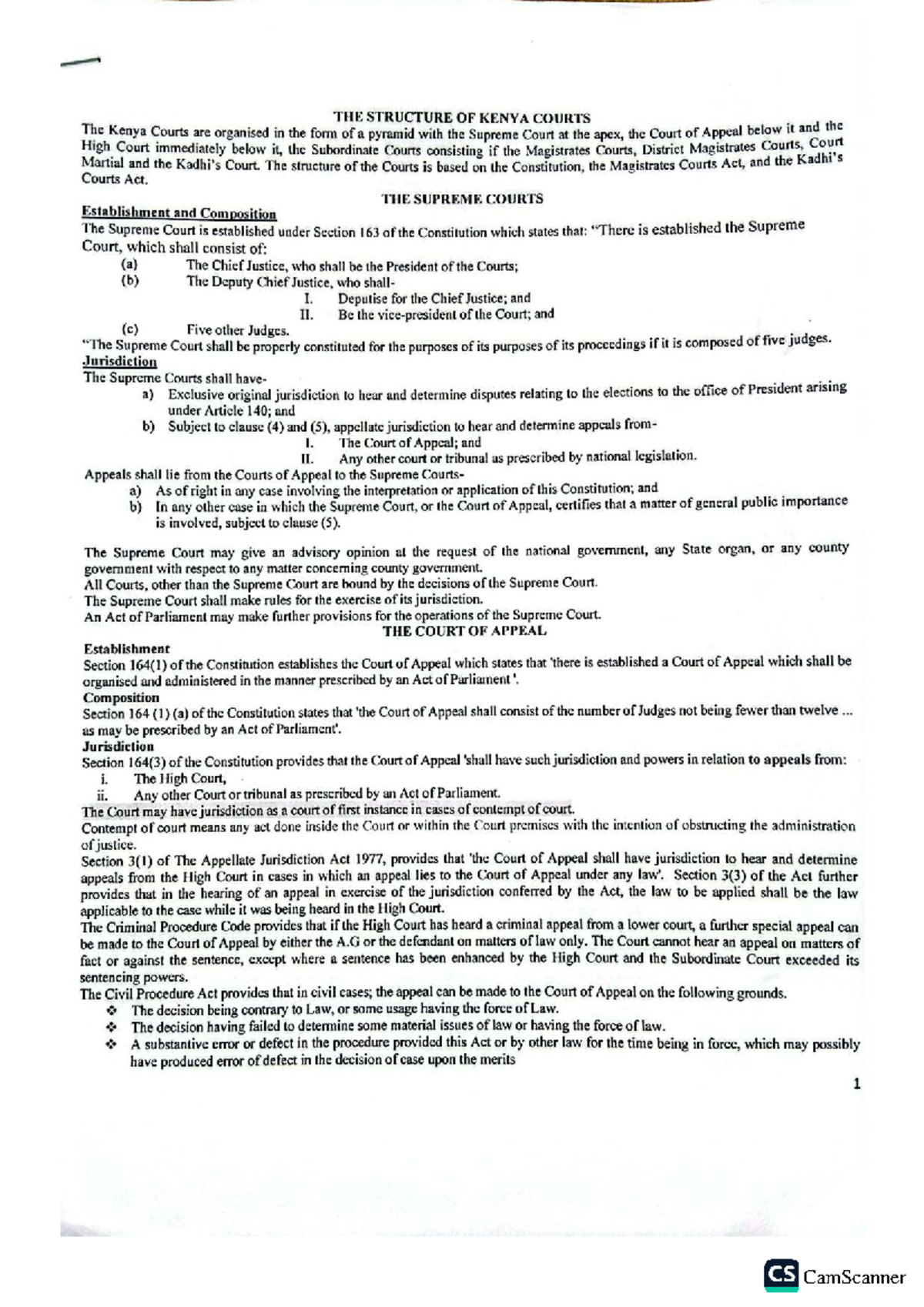 CS 101: Structure and Jurisdiction of Kenya's Courts - Studocu