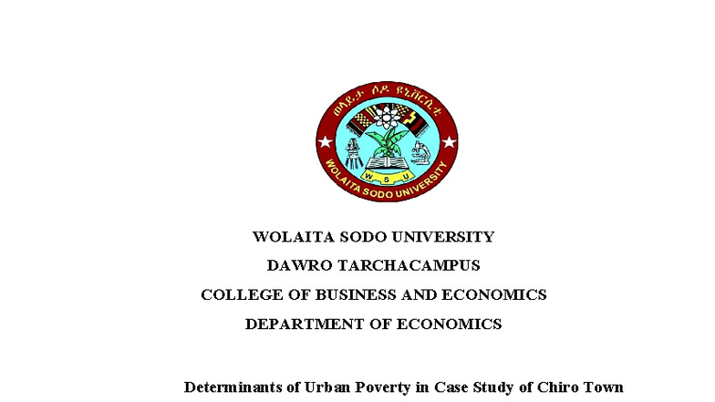 Determinants of Urban Poverty: A Case Study of Chiro Town (ECO 2025 ...