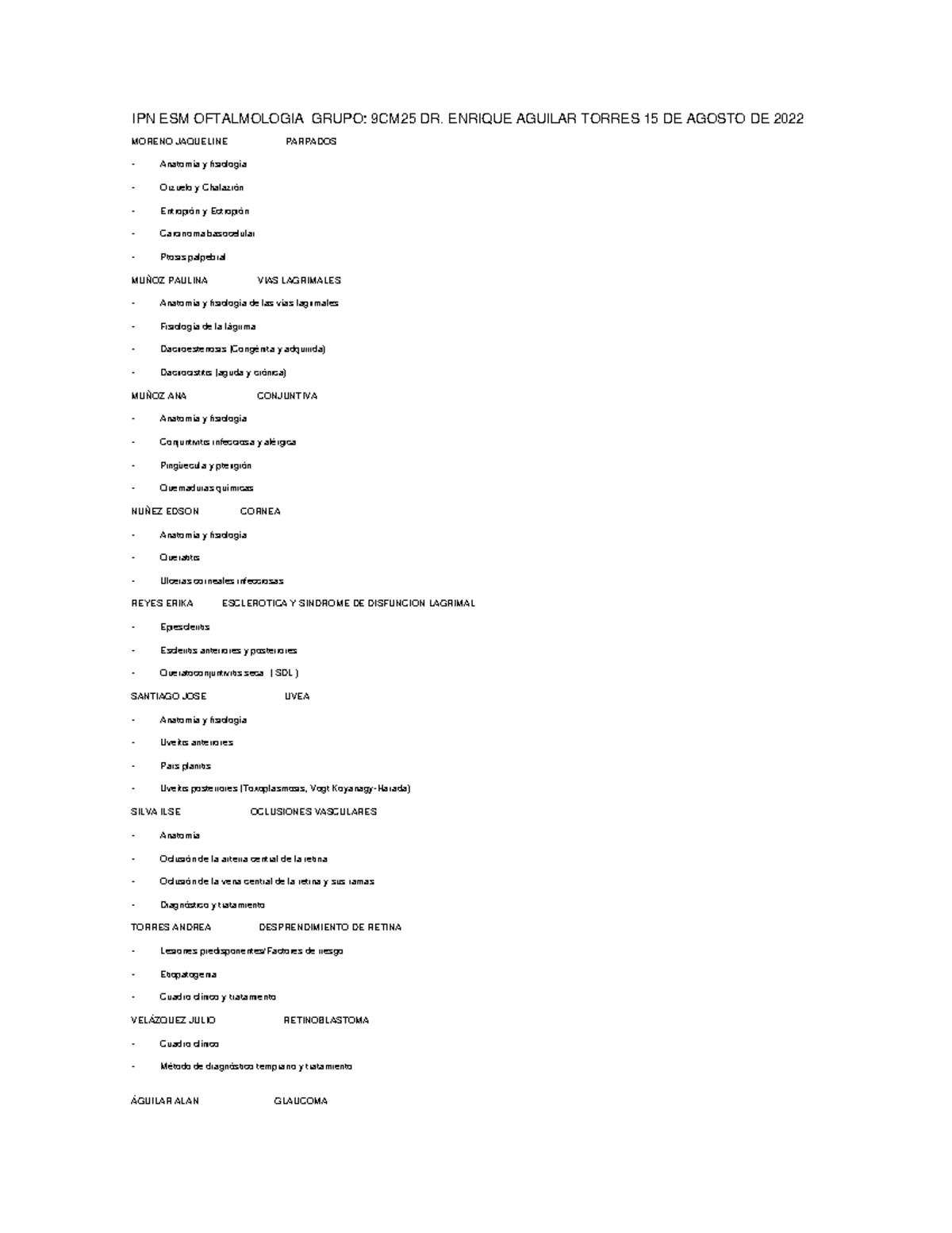 Oftalmo - COMO CHINGA ESTA MADRE - IPN ESM OFTALMOLOGIA GRUPO: 9CM 25 ...