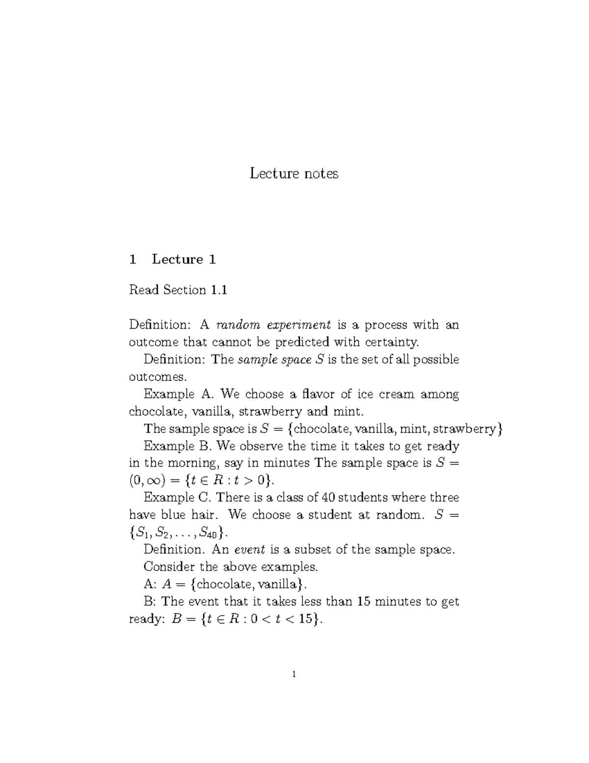 MAT1341 - Lecture 1: Introduction to Random Experiments and Probability - Studocu