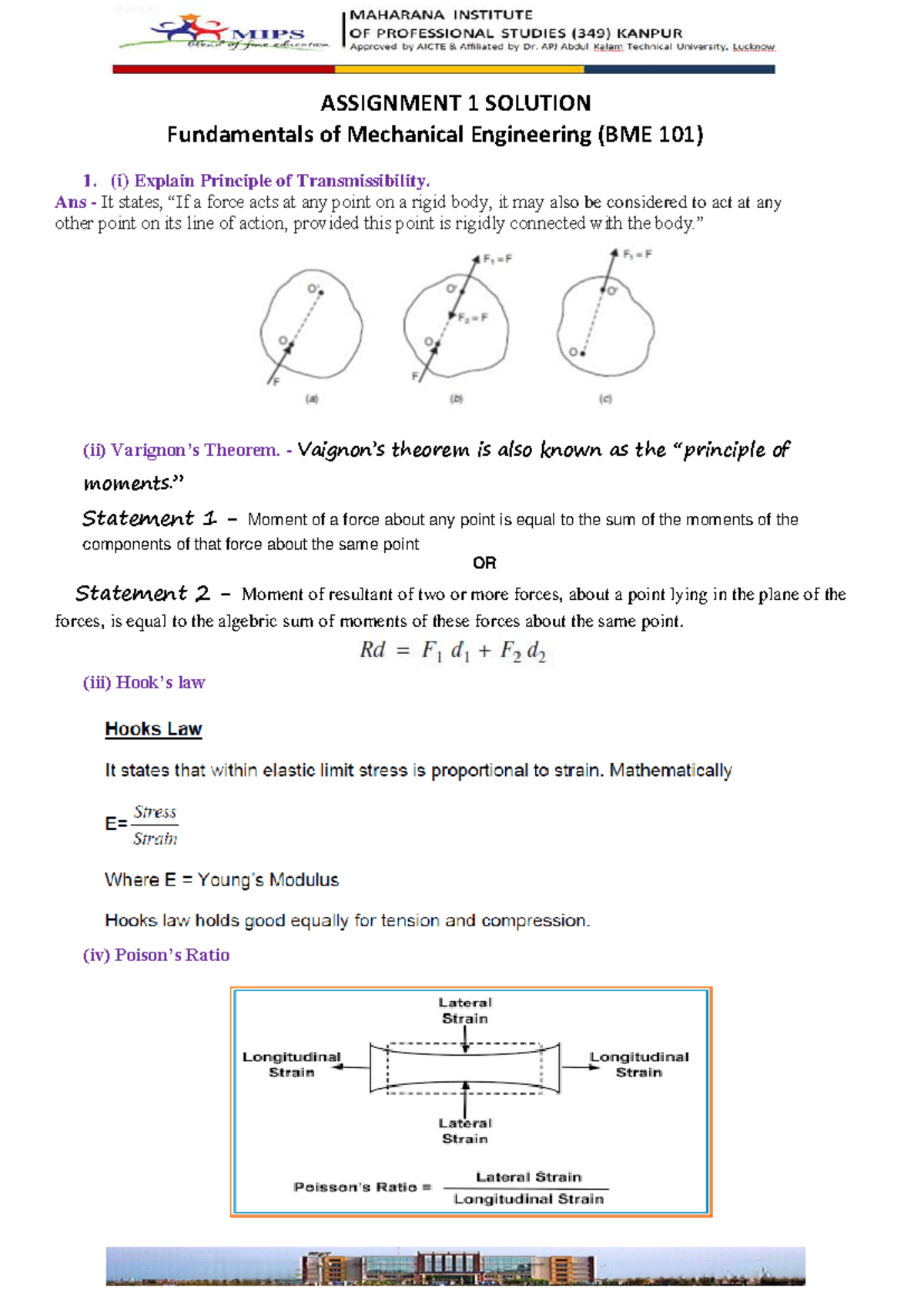 BME 101 Assignment 1 Solutions: Principles of Mechanical Engineering - Studocu