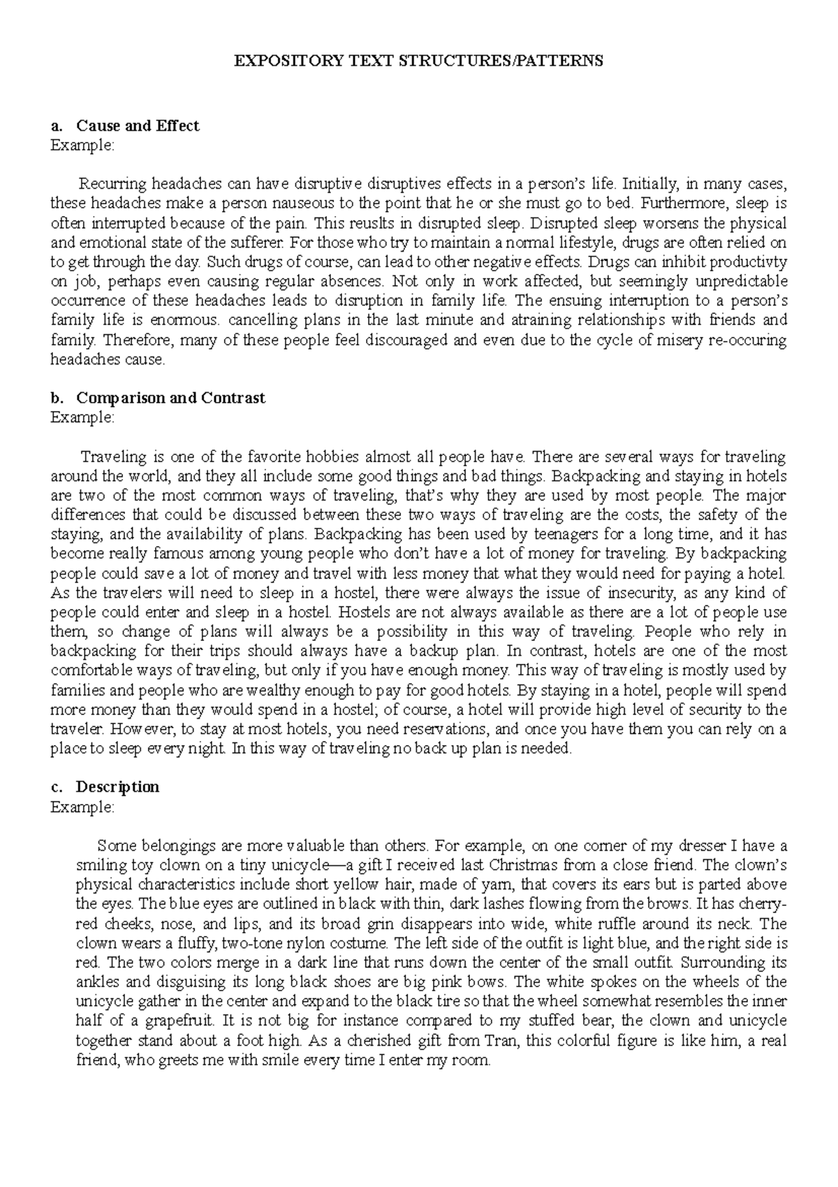 Expository Text Structures: Patterns and Examples - Studocu