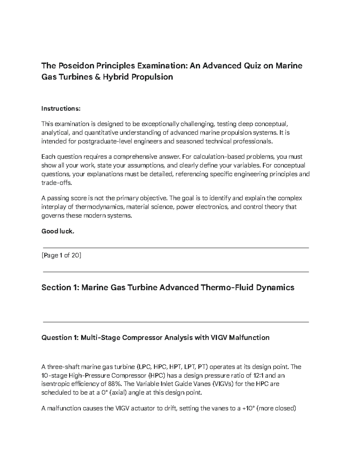 The Poseidon Principles Exam: Advanced Quiz on Marine Gas Turbines ...