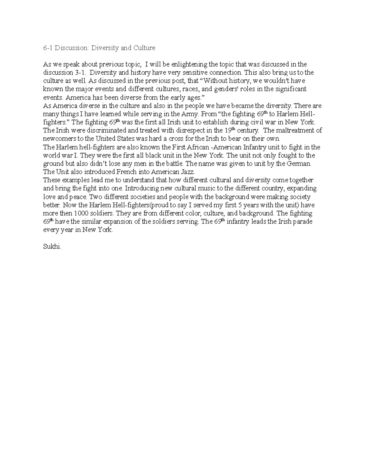 6-1 Discussion: Diversity and Culture - This also bring us to the ...