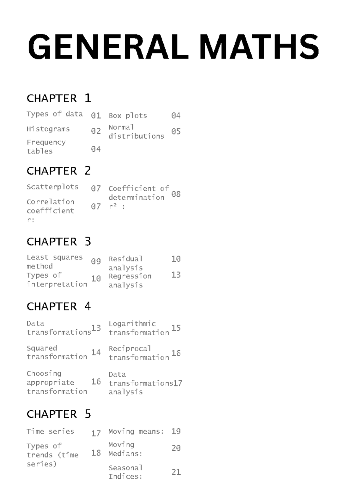 General Maths SAC 1: Chapter Overview and Key Concepts - Studocu