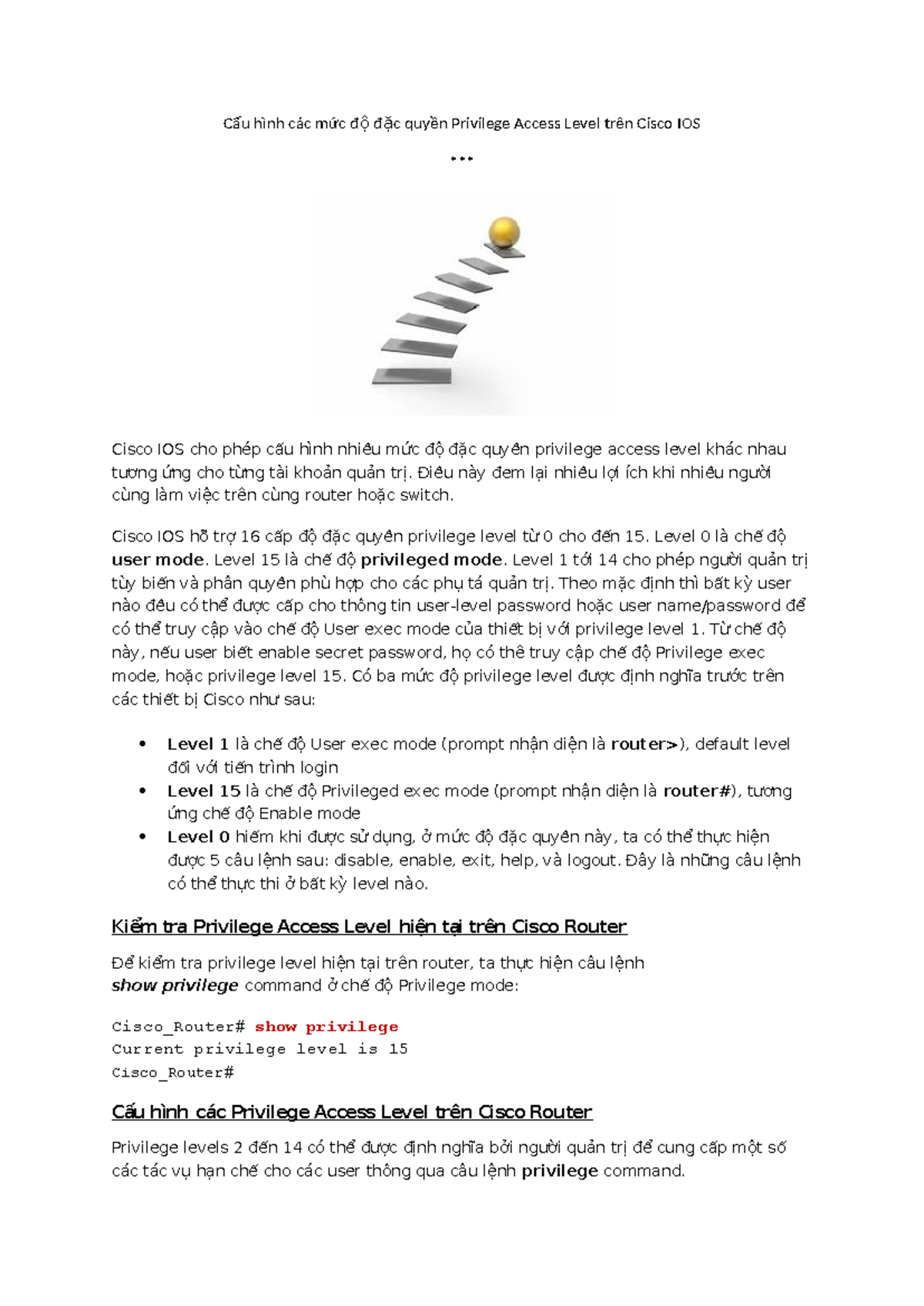30. Configure Multiple Privilege Access Levels on Cisco IOS - Studocu