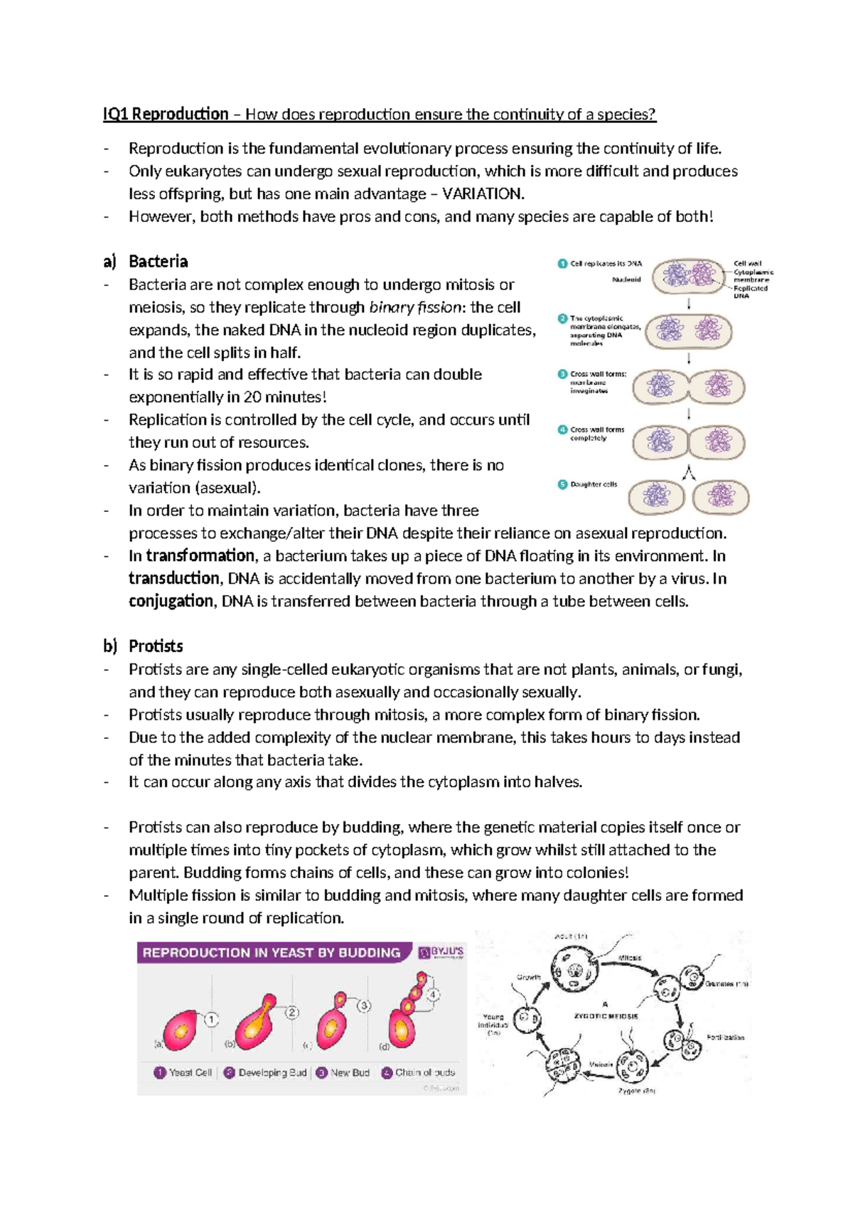 2020 BIO Module 5 Heredity Summary Notes: Reproduction & Genetics - Studocu