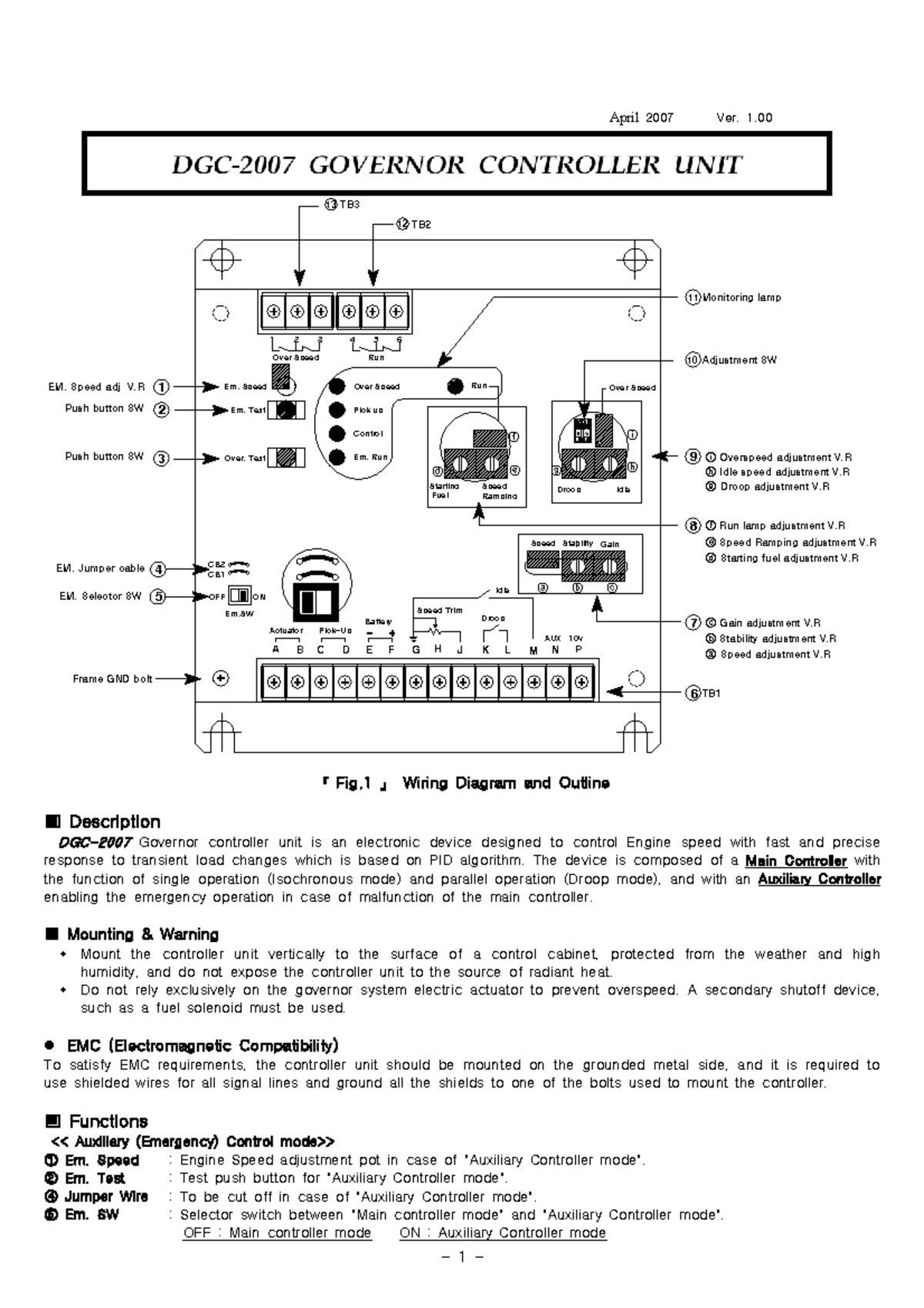 DGC-2007 Speed Controller Manual: Setup, Operation & Adjustments - Studocu